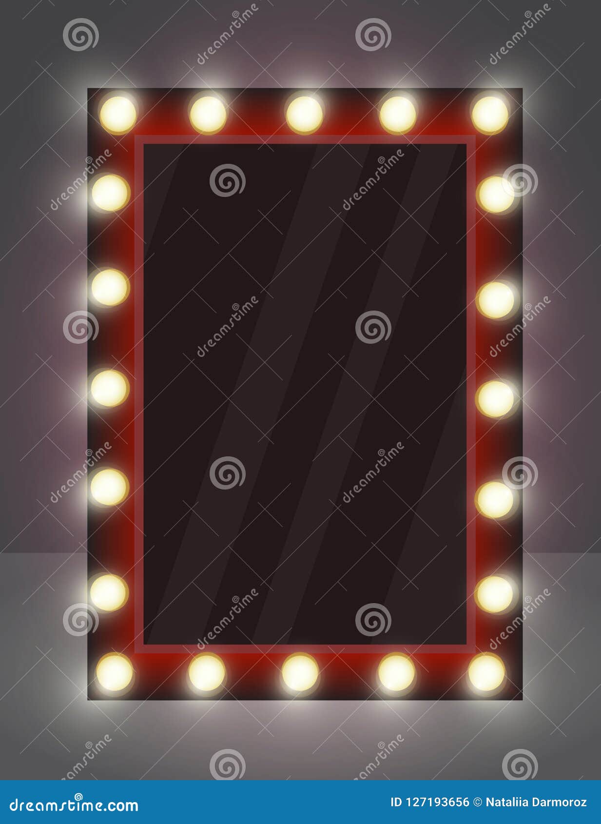 Vector Illustration of Realistic Mirror for Makeup with Lighting Lamps ...