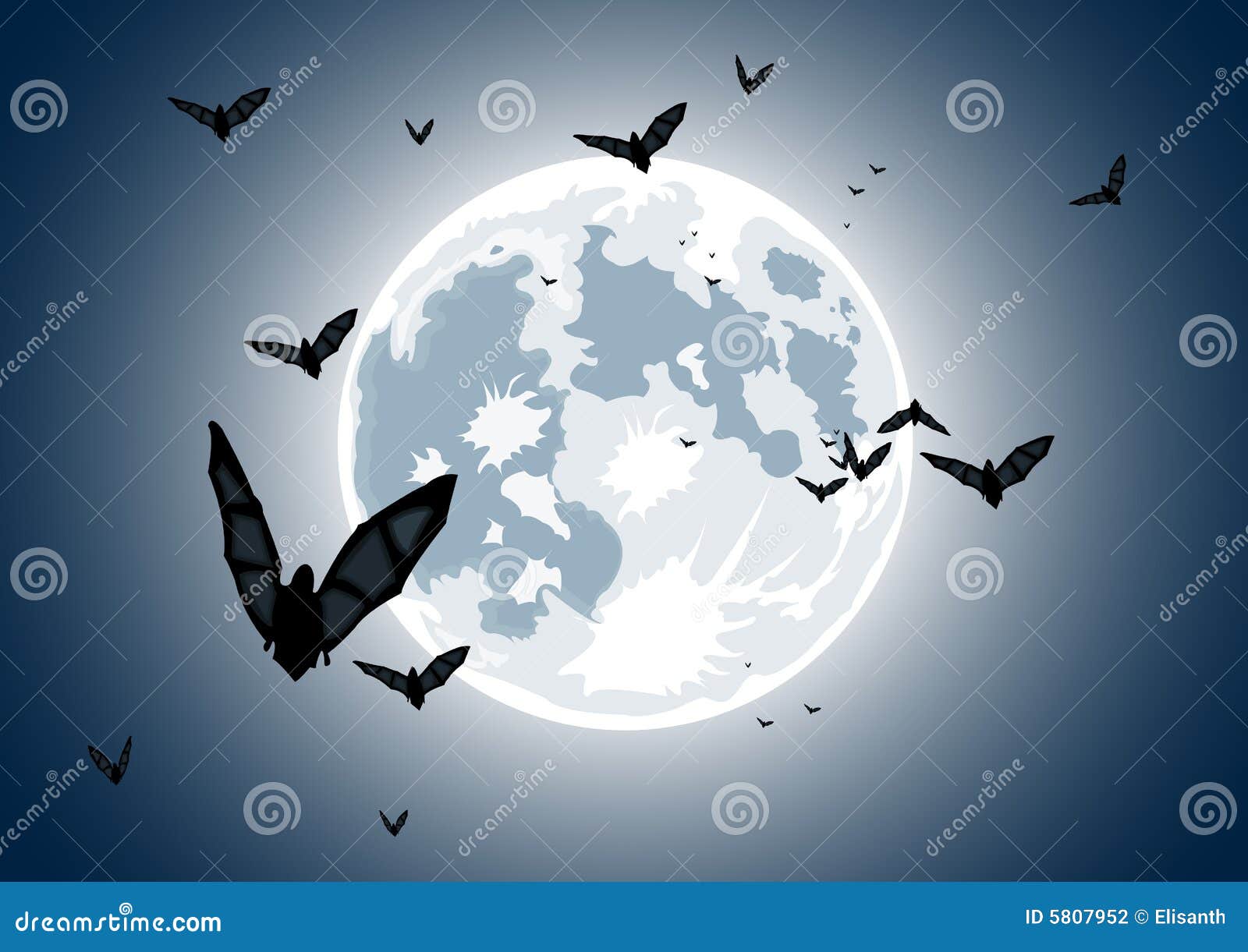 Vector Illustration of Realistic Moon with Bats Stock Vector ...