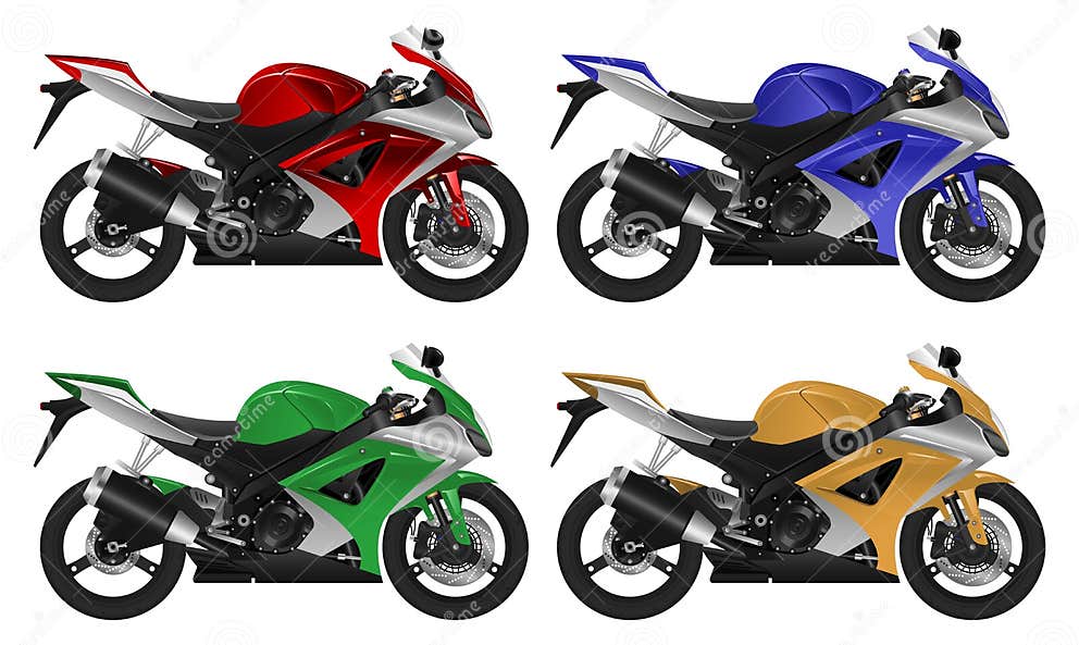 Vector Illustration of Realistic Motorcycle Pattern in Different Colors ...