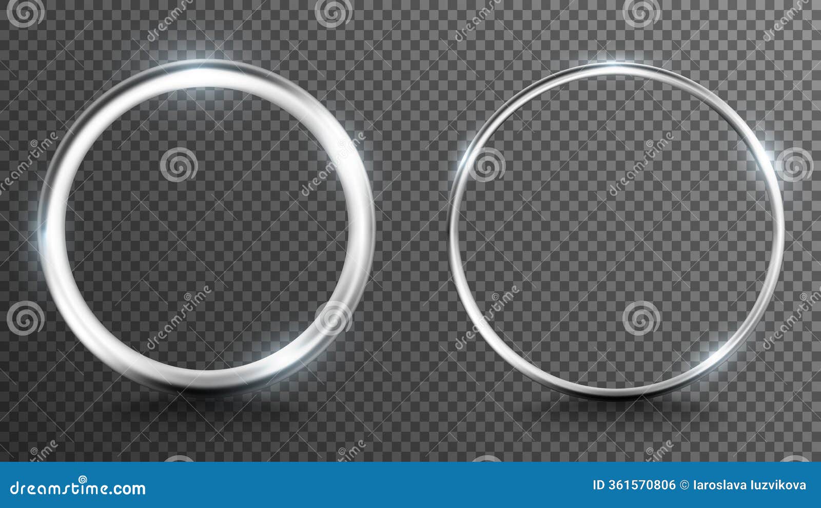 Vector Illustration of a Realistic Silver Ring Frame with Glowing Light ...