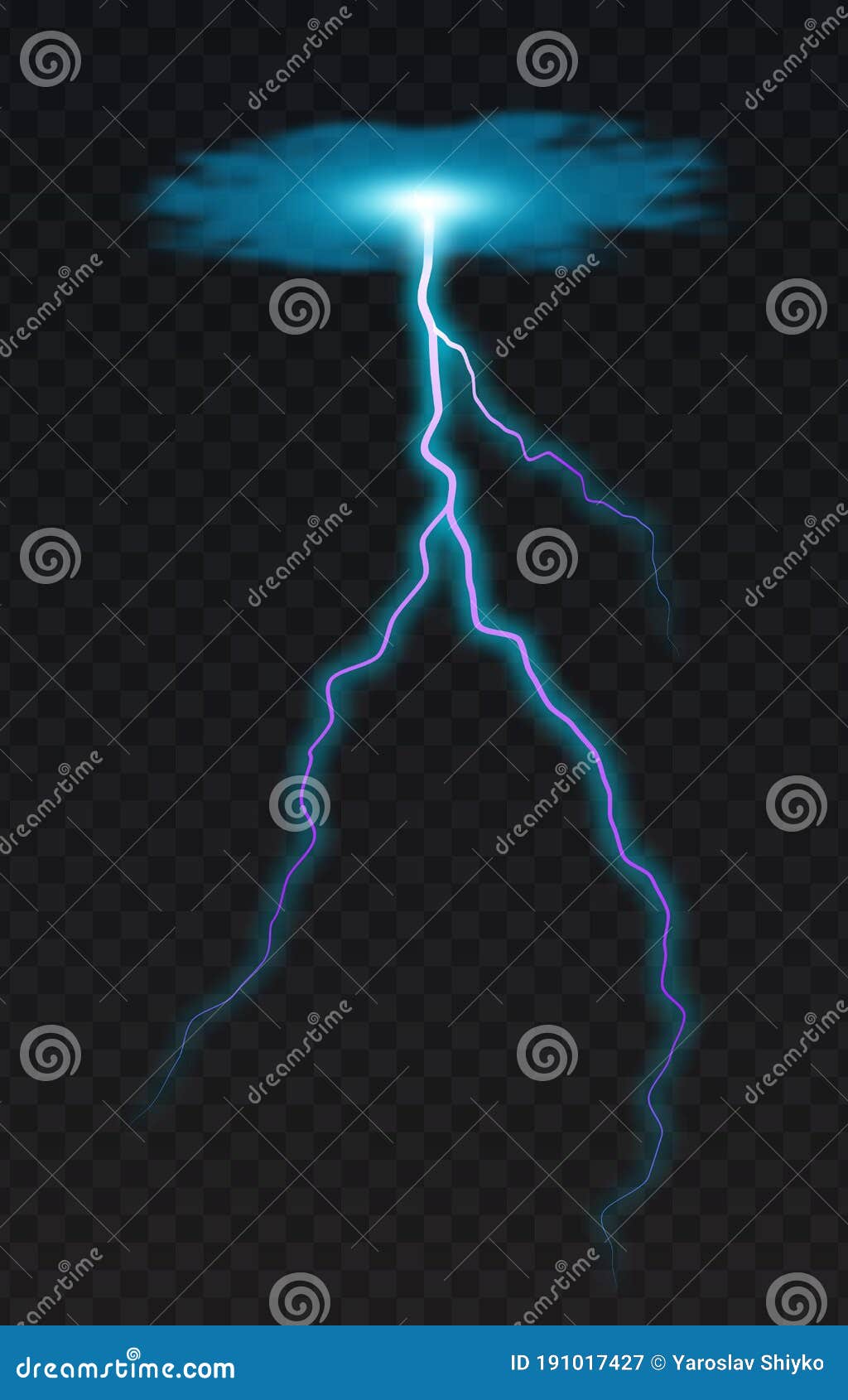 Vector Illustration of a Realistic Style of Blue Glowing Lightning ...
