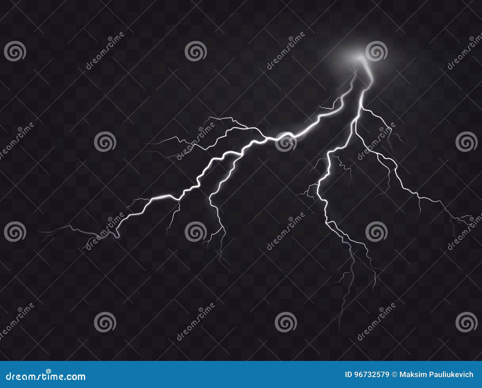 Vector Illustration of a Realistic Style of Bright Glowing Lightning ...