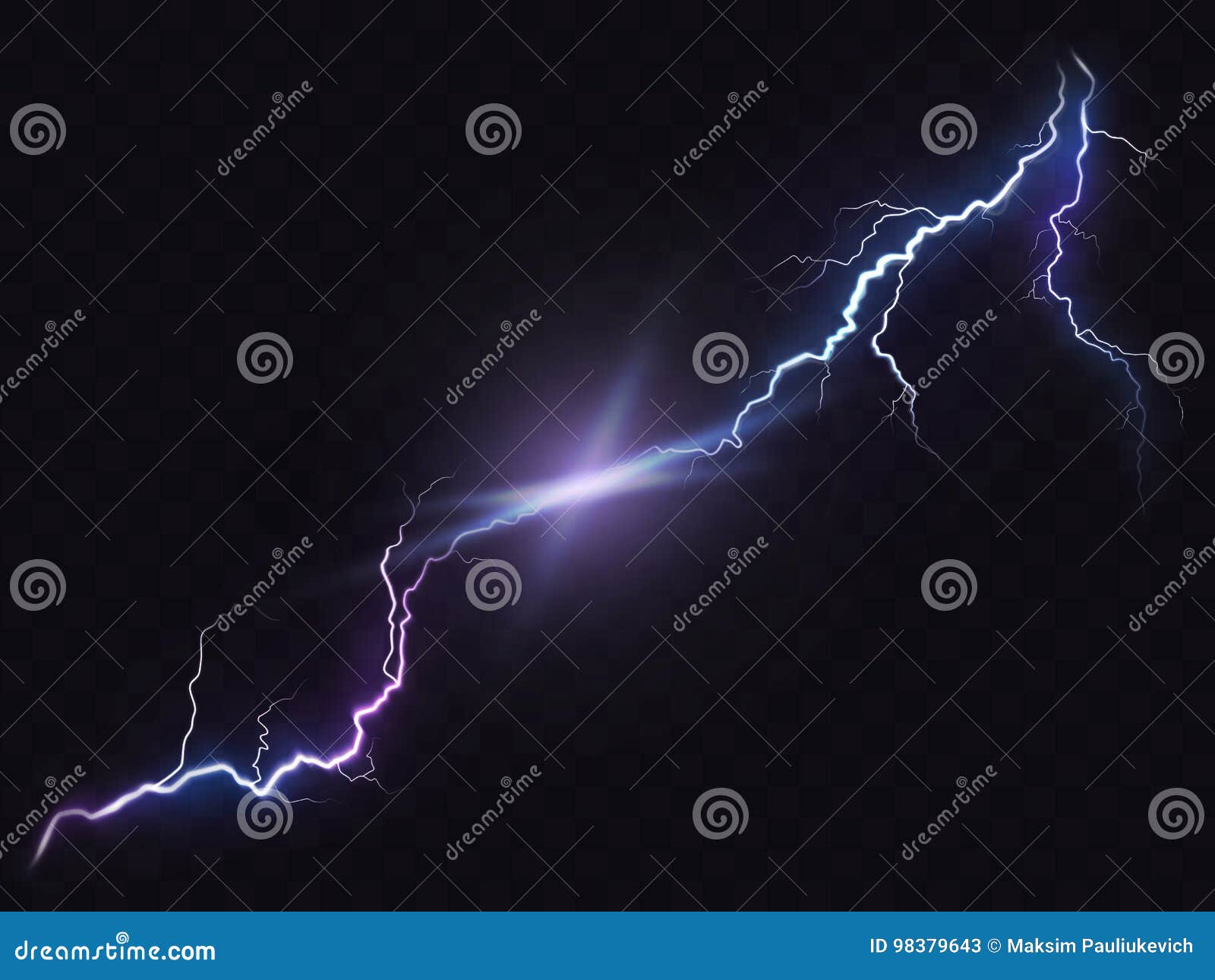Vector Illustration of a Realistic Style of Bright Glowing Lightning ...