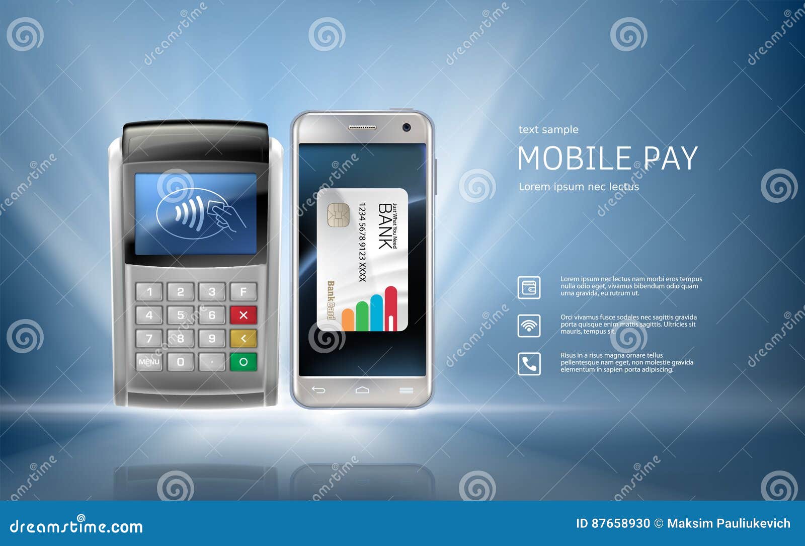 Vector Illustration in a Realistic Style the Concept of Mobile Payments ...