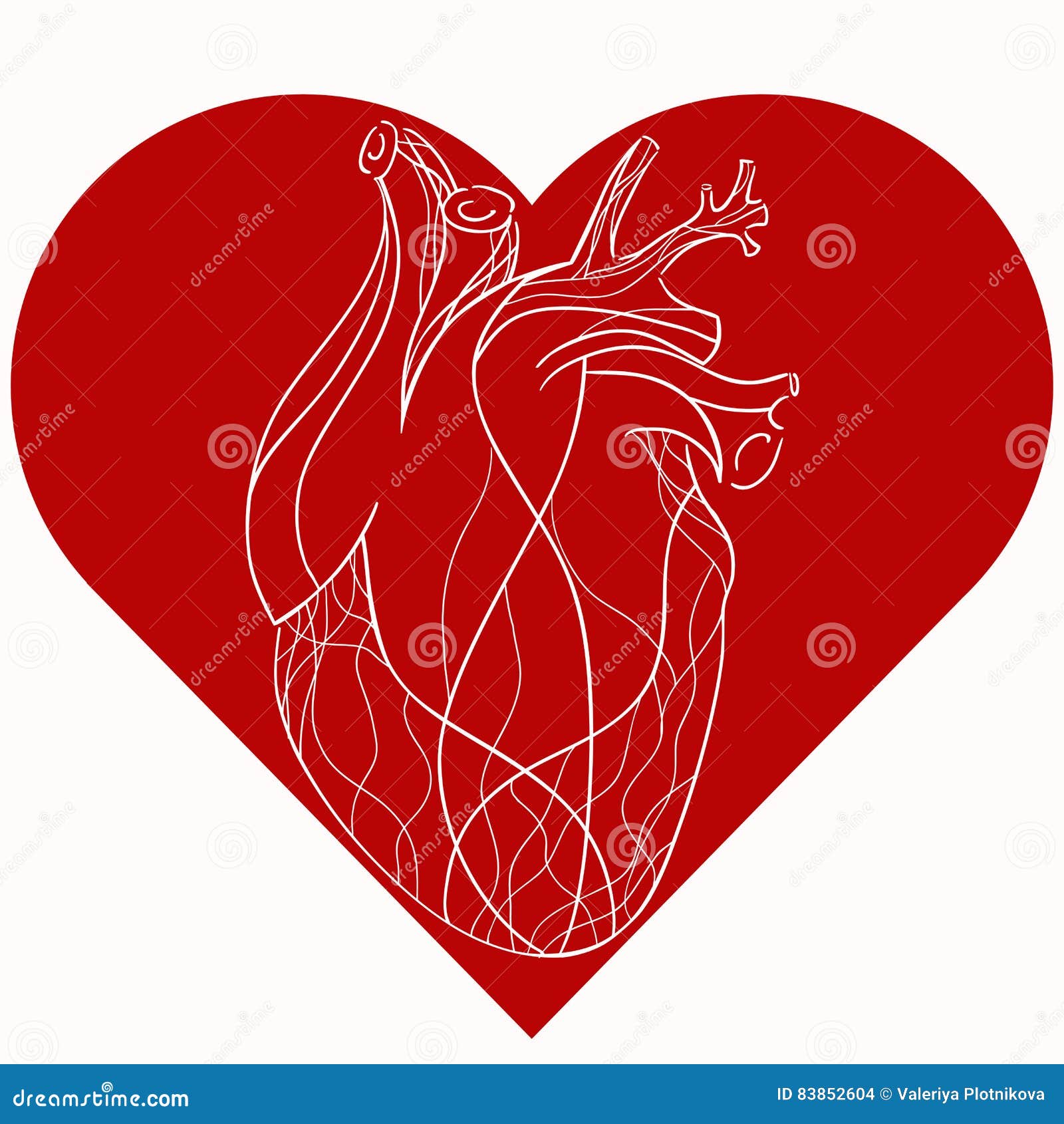 Vector Illustration Of Realistic Stylized Heart In Red Heart ...