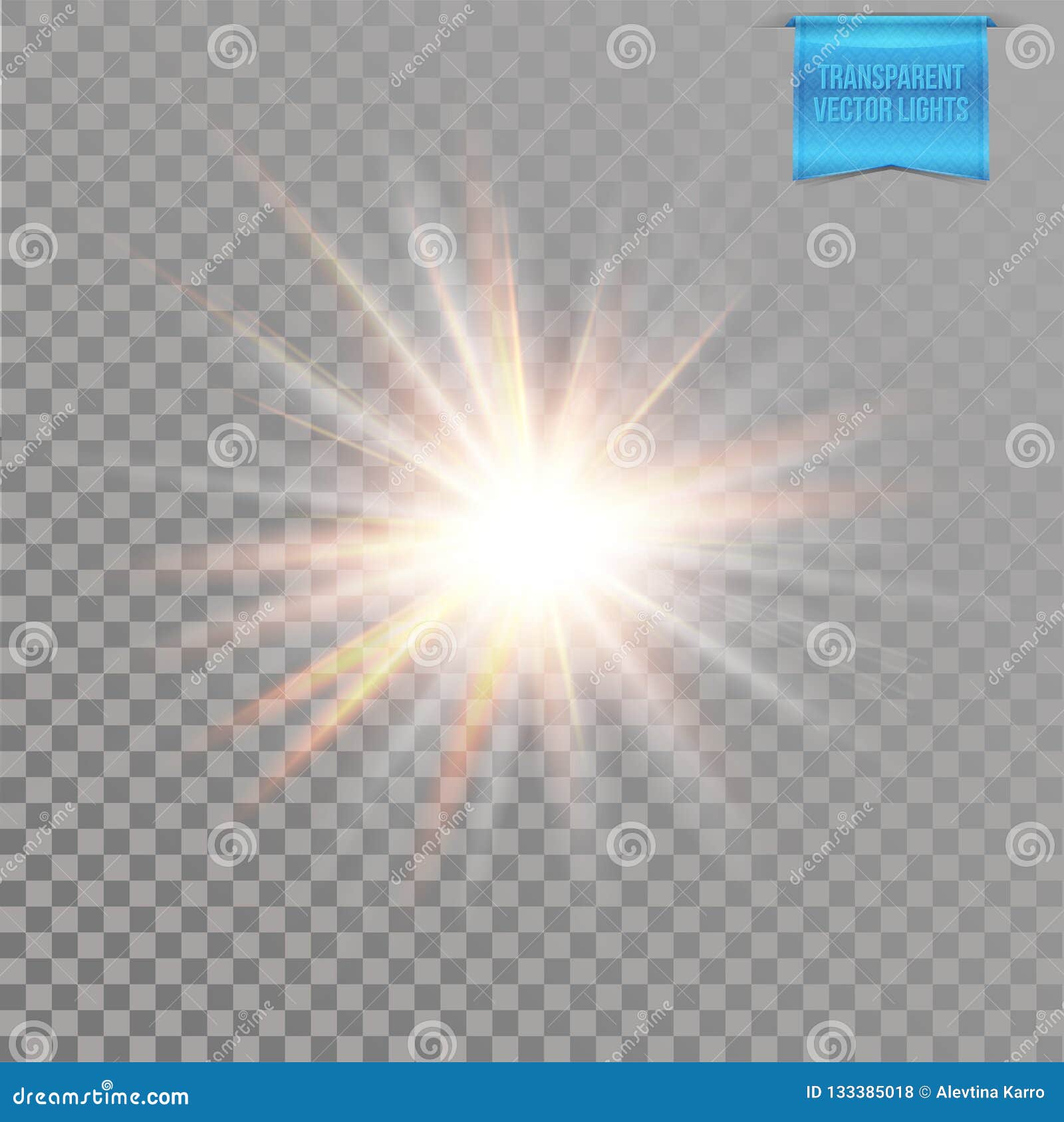 Vector Illustration of Realistic Transparent Starburst Lighting Effect ...