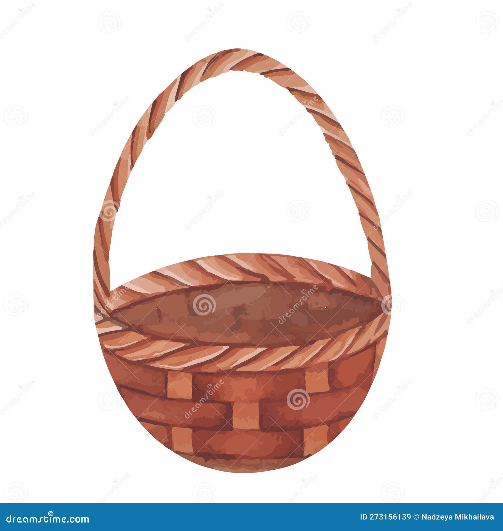 Vector Illustration of Realistic Wicker Basket with Watercolor Effects ...