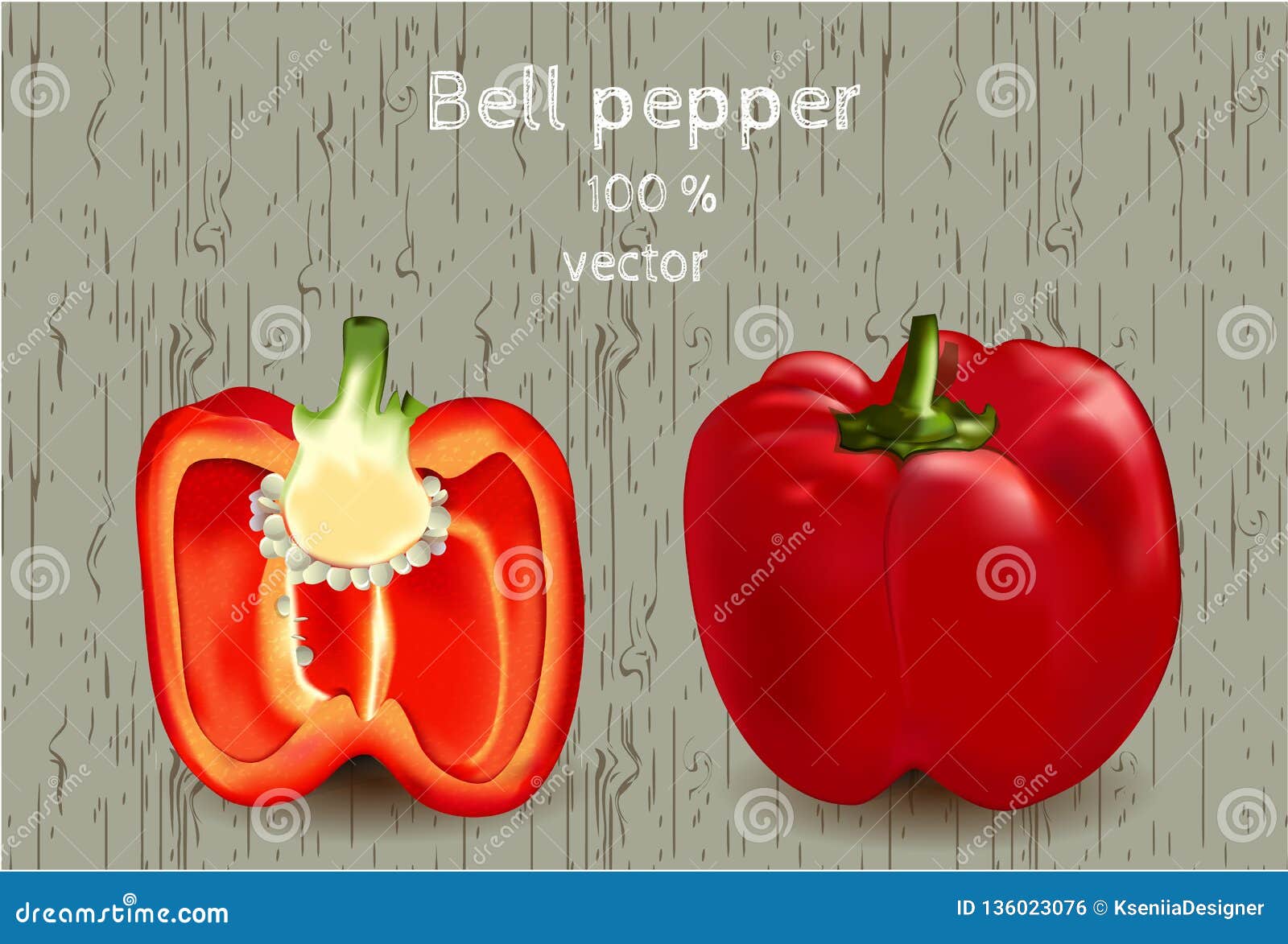 Vector Illustration of Red Bell Pepper. Stock Vector - Illustration of ...