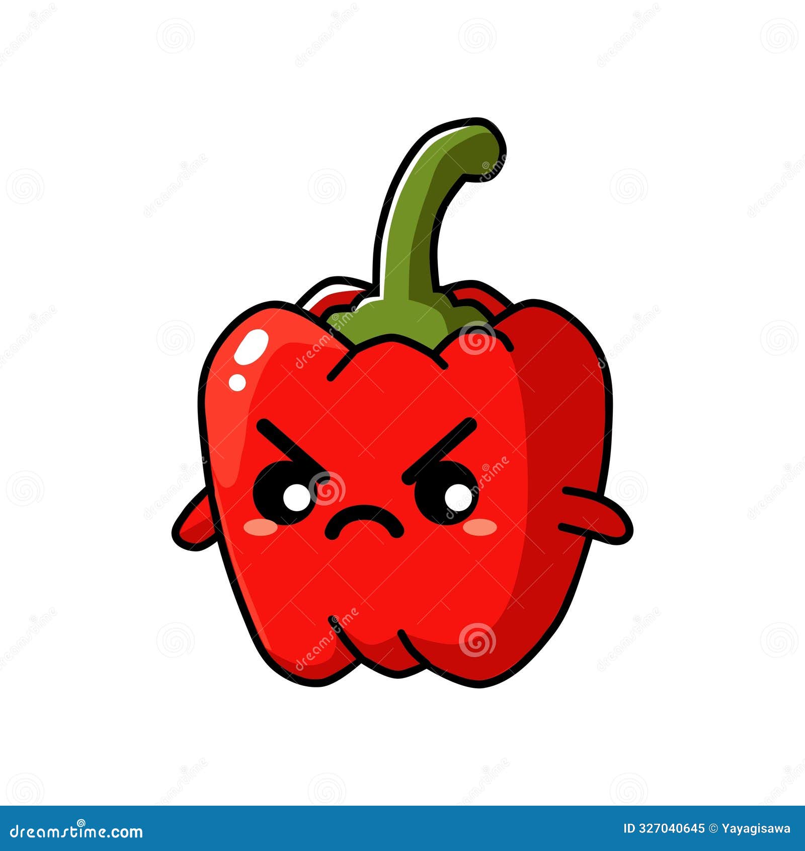 Vector Illustration of Red Bell Pepper with Angry Expression in Cartoon ...