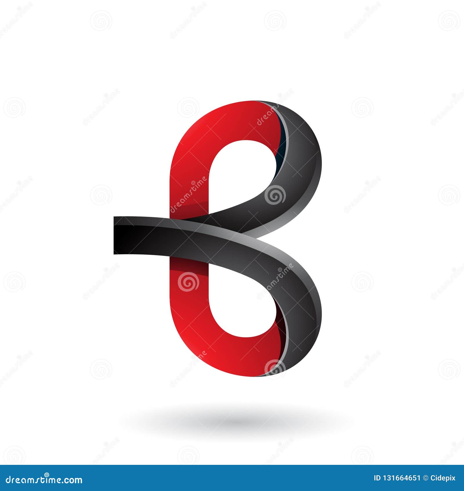 Red and Black Bold Curvy Letter B Isolated on a White Background Stock ...