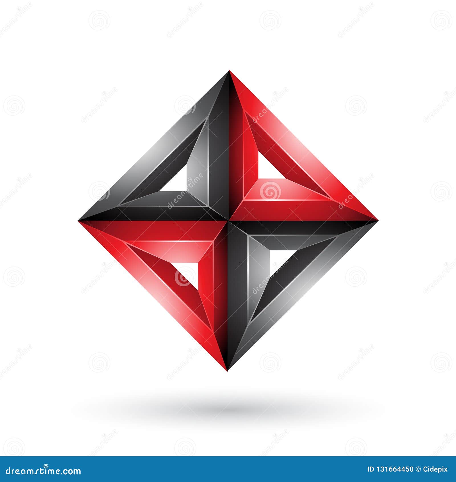 Red and Black 3d Geometrical Embossed Diamond Shape Isolated on a White ...