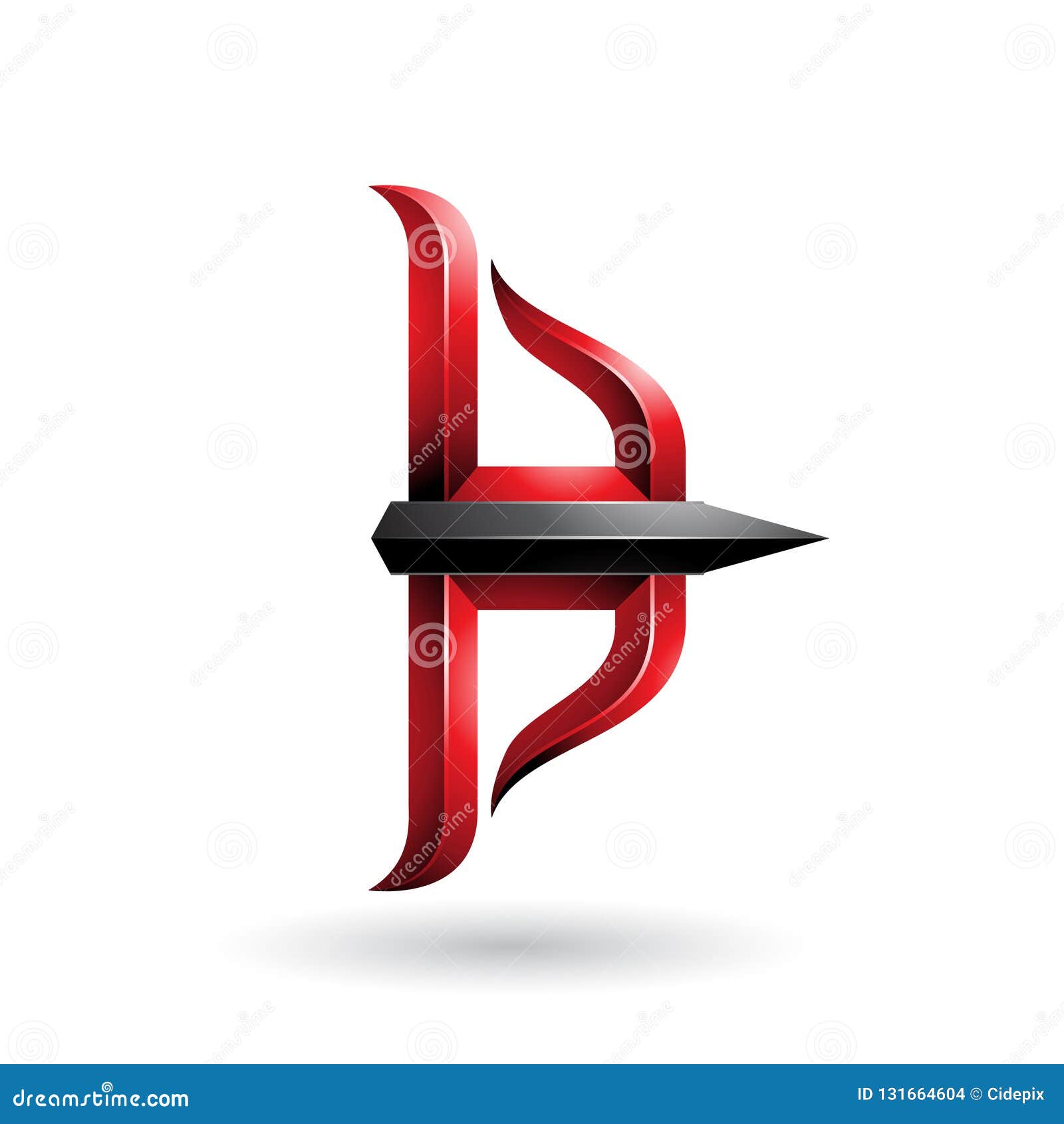 Red and Black Embossed Bow and Arrow Isolated on a White Background ...