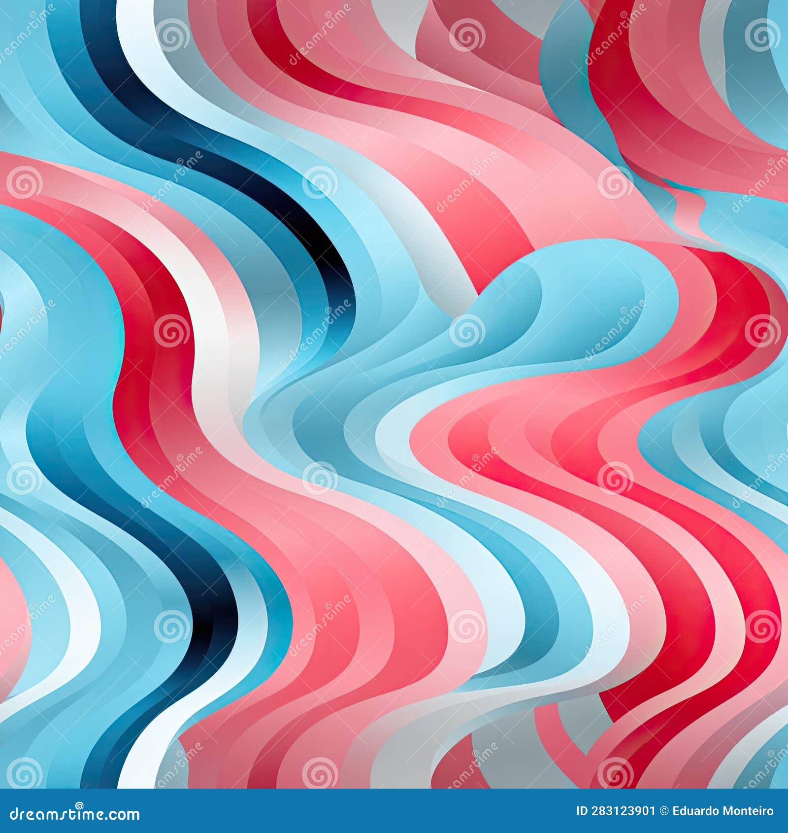 Vector Illustration of Red and Blue Wavy Wave Backgrounds (tiled) Stock ...