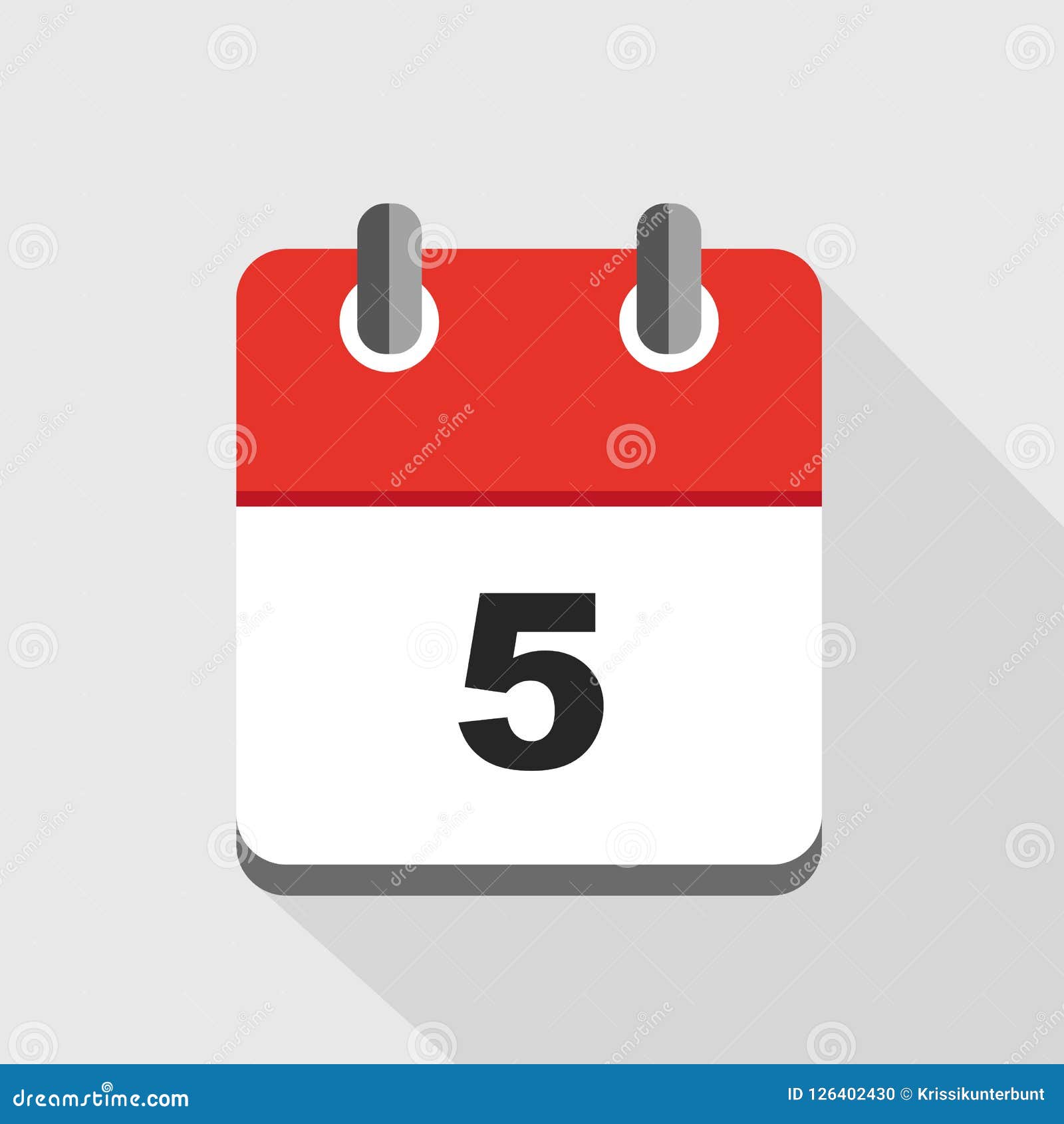 Vector Illustration of Red Calendar 5 Icon Stock Vector - Illustration ...