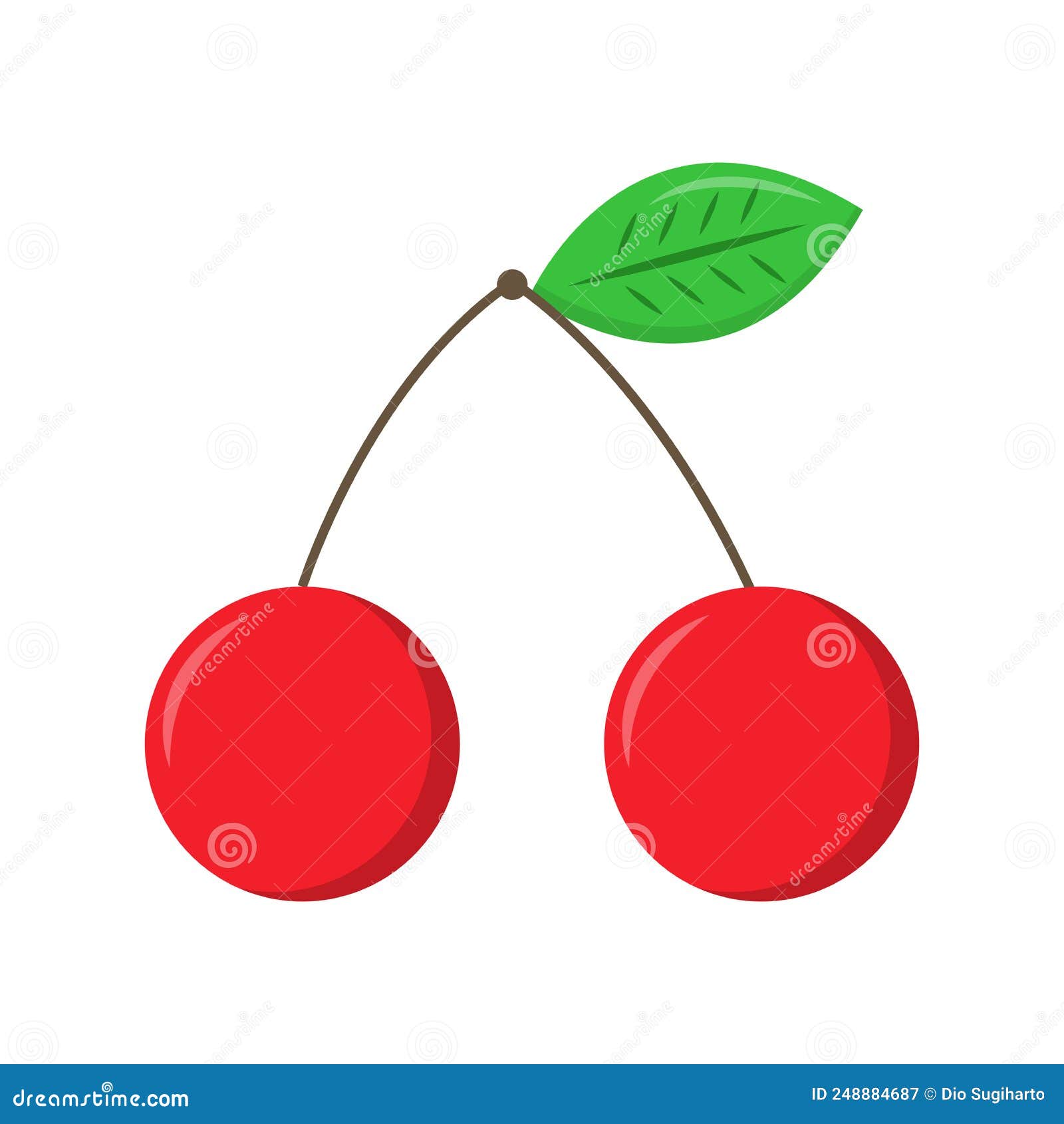 Vector Illustration of Red Cherry on White Background Stock Vector ...