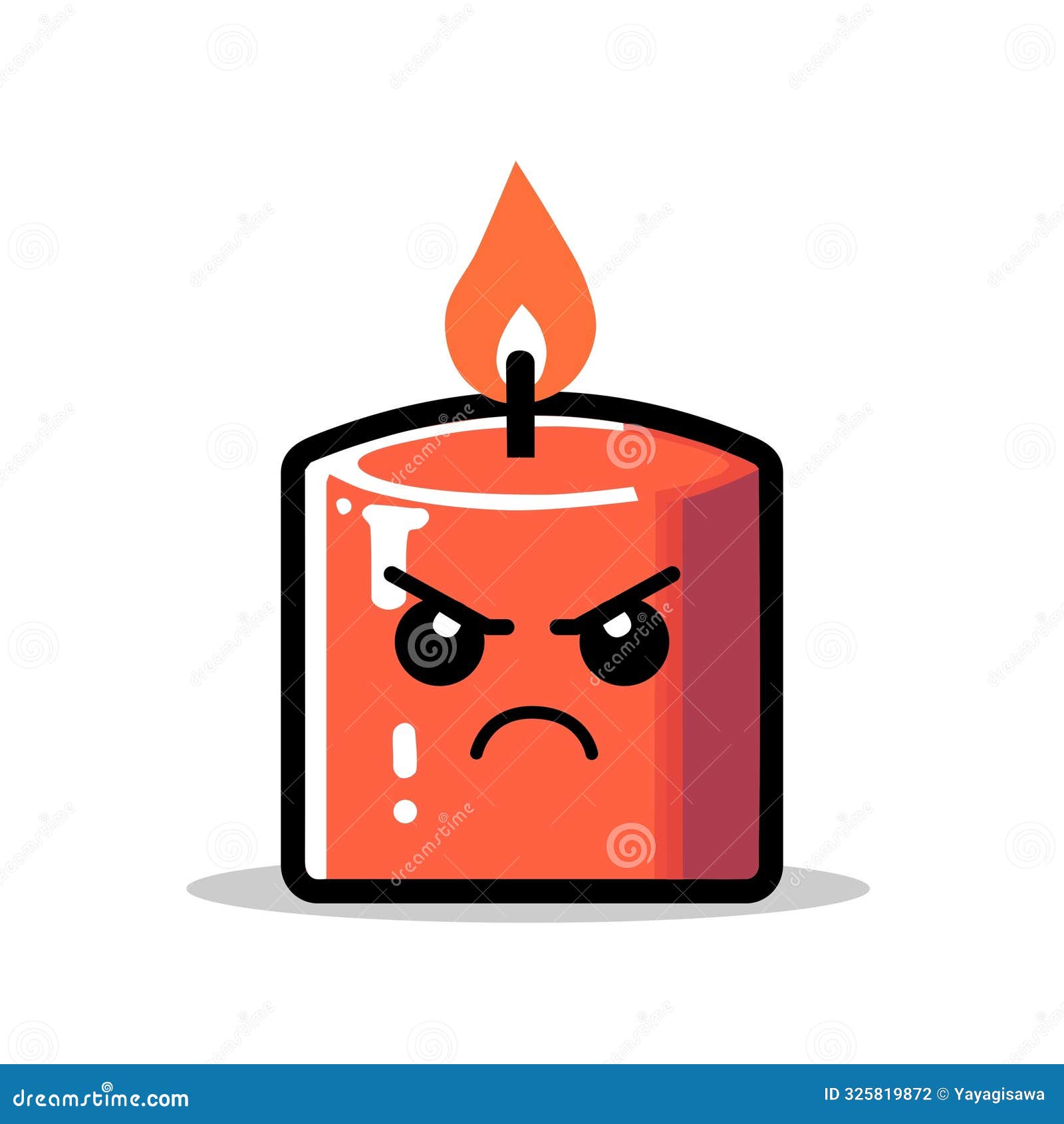 Vector Illustration of Red Color Candle with Angry Expression in Flat ...