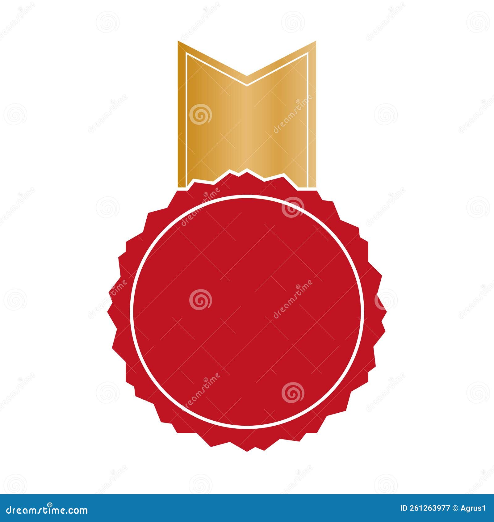 Vector Illustration of Red Colored Award with Gold Ribbon Banner Stock ...