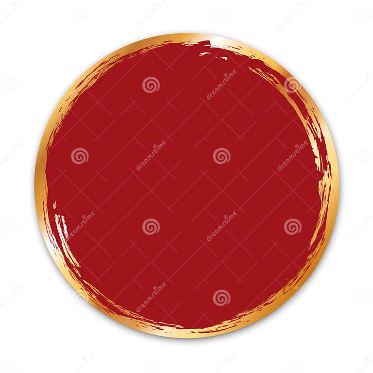 Vector Illustration of Red Colored Circle Banner with Gol Brush Frame ...
