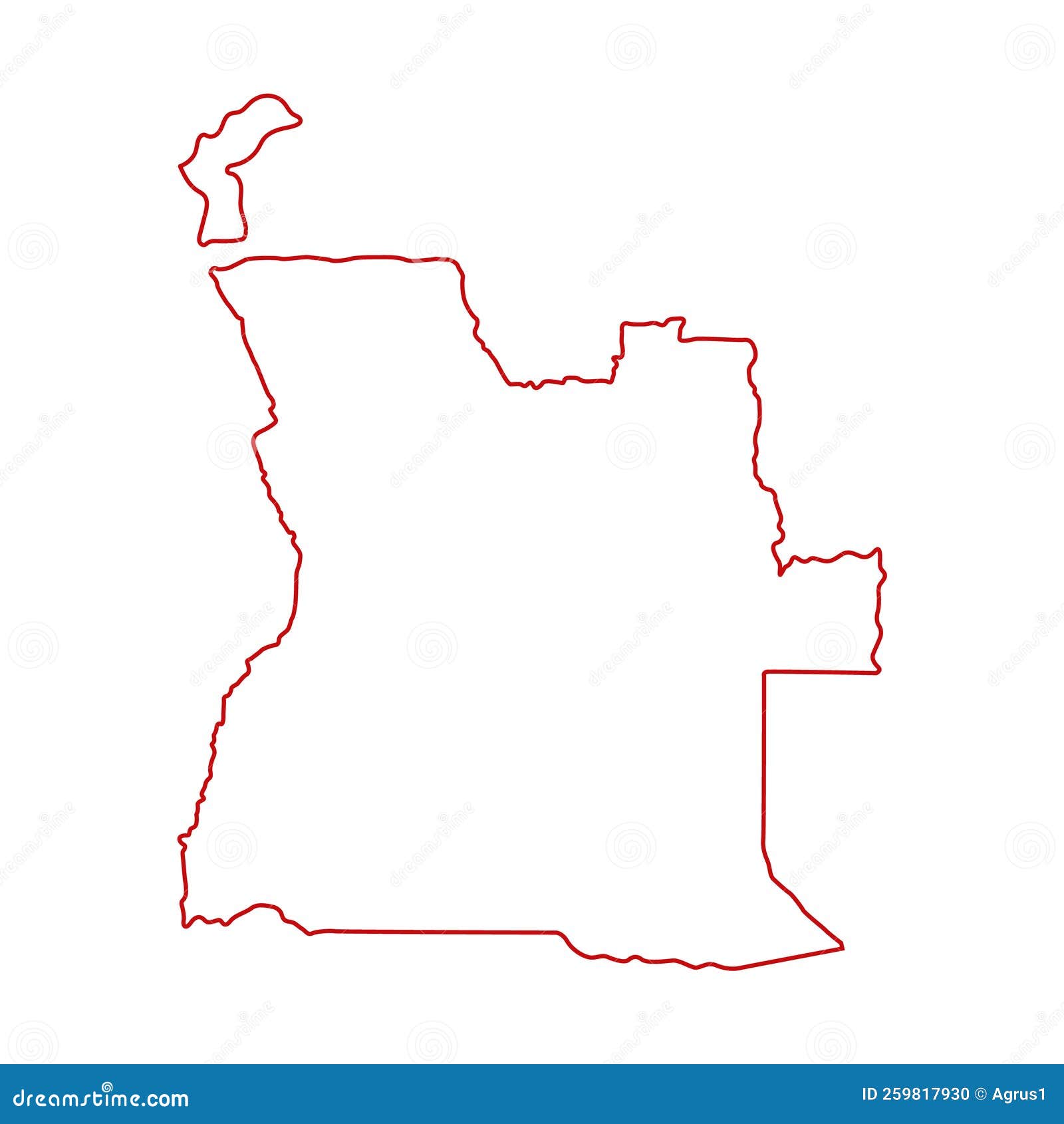 Vector Illustration of Red Colored Outline Map of Angola Stock Vector ...
