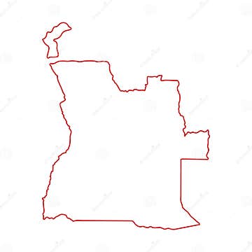 Vector Illustration of Red Colored Outline Map of Angola Stock Vector ...