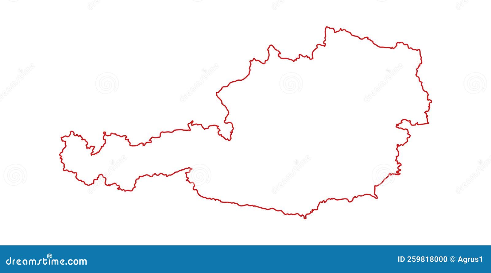 Vector Illustration of Red Colored Outline Map of Austria Stock Vector ...