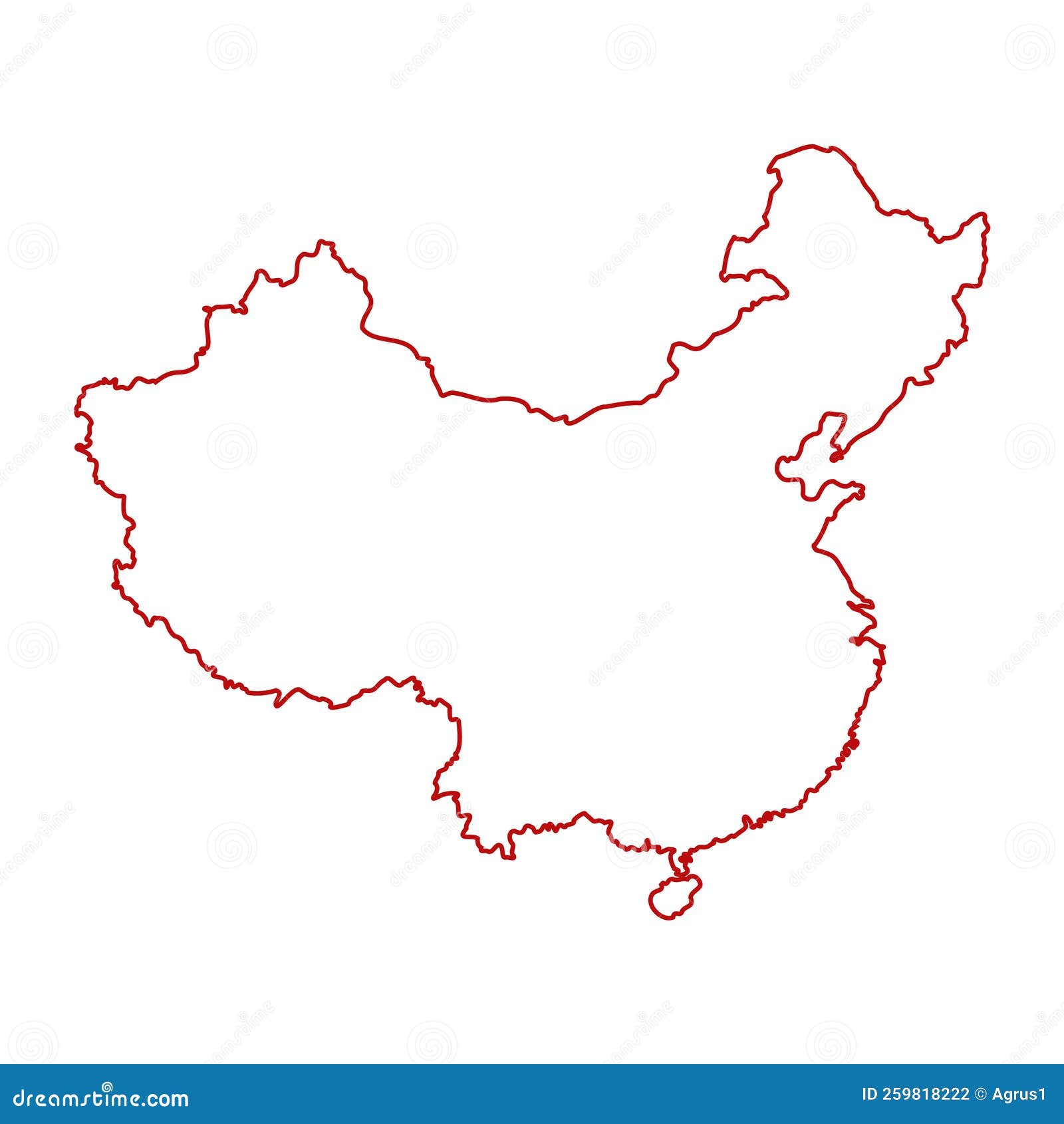 Vector Illustration of Red Colored Outline Map of China Stock Vector ...