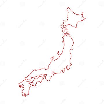 Vector Illustration of Red Colored Outline Map of Japan Stock Vector ...