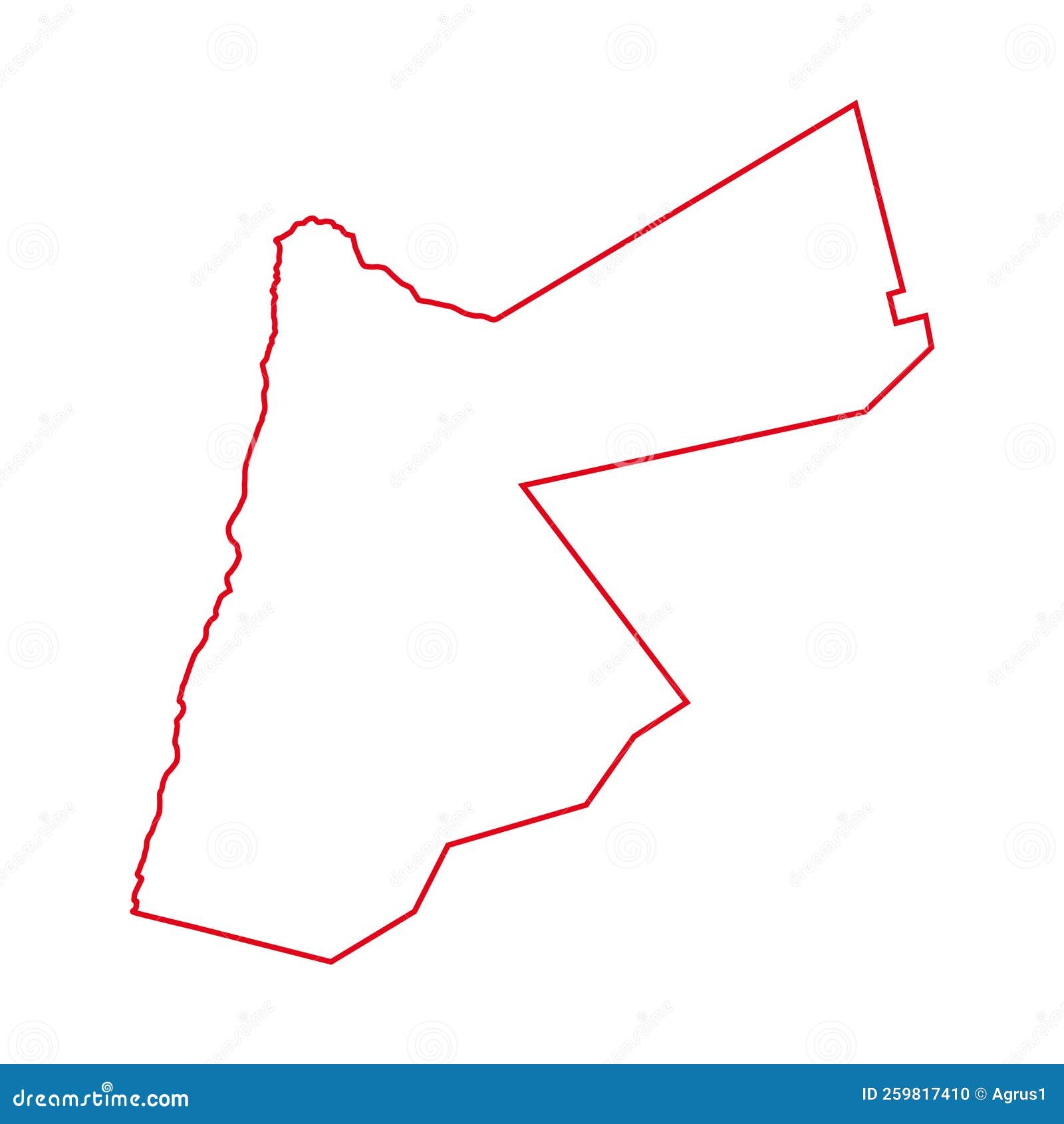 Vector Illustration of Red Colored Outline Map of Jordan Stock Vector ...