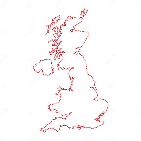 Vector Illustration of Red Colored Outline Map of UK Stock Vector ...
