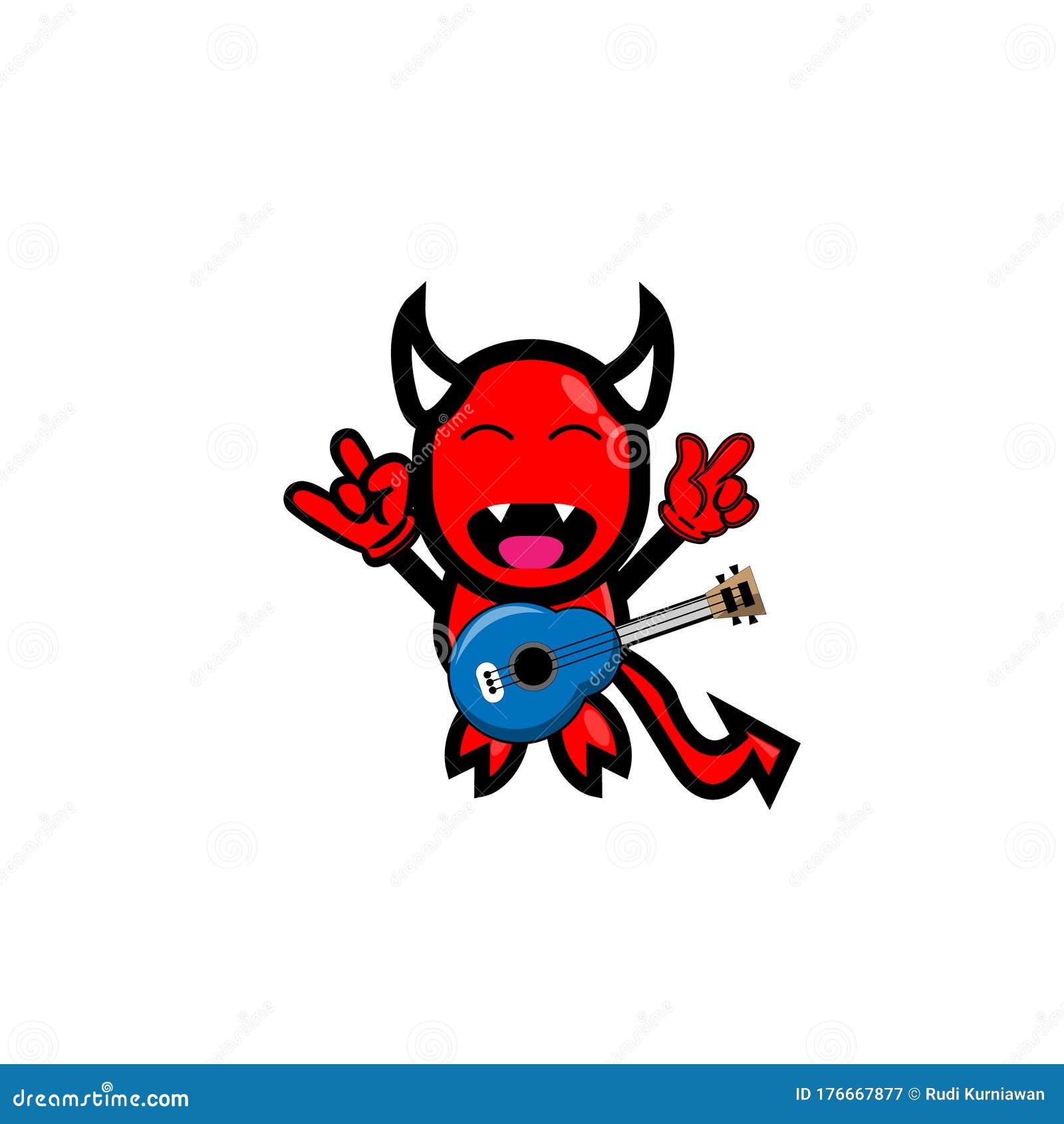 Vector Illustration of a Red Devil and Guitar. Great for Mascot, Logo ...