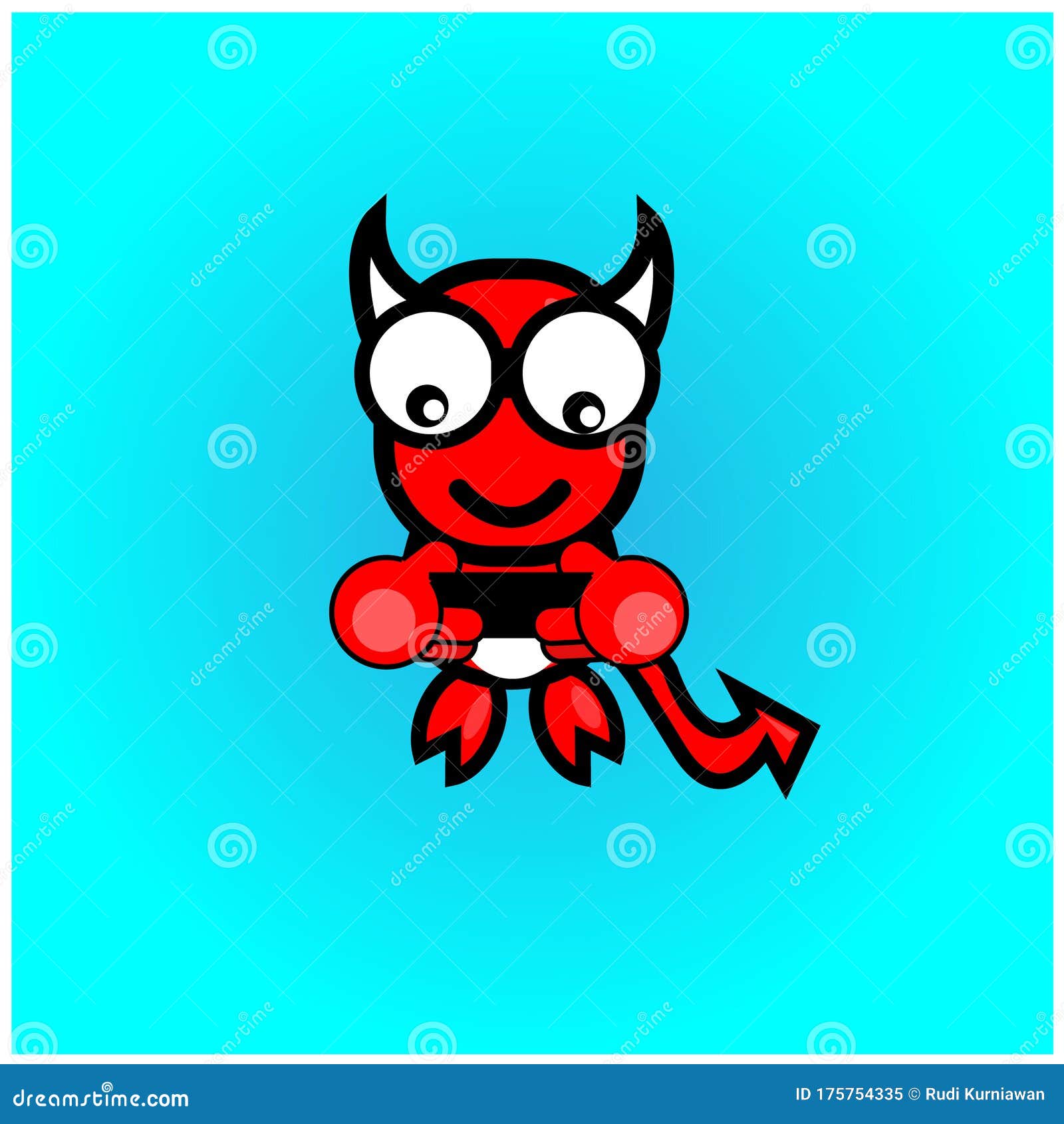 Vector Illustration of a Red Devil Playing a Game. Good for Mascot ...
