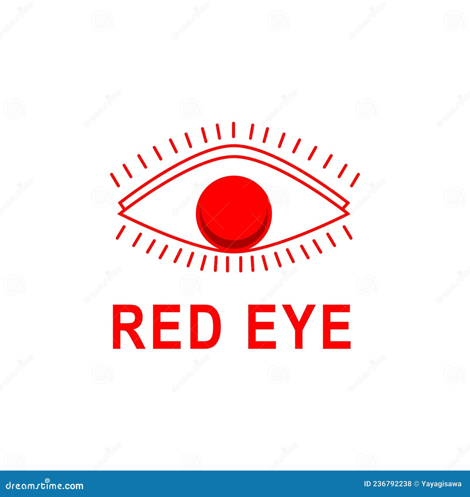 Vector Illustration of Red Eye Outline in Flat Style Isolated on White ...