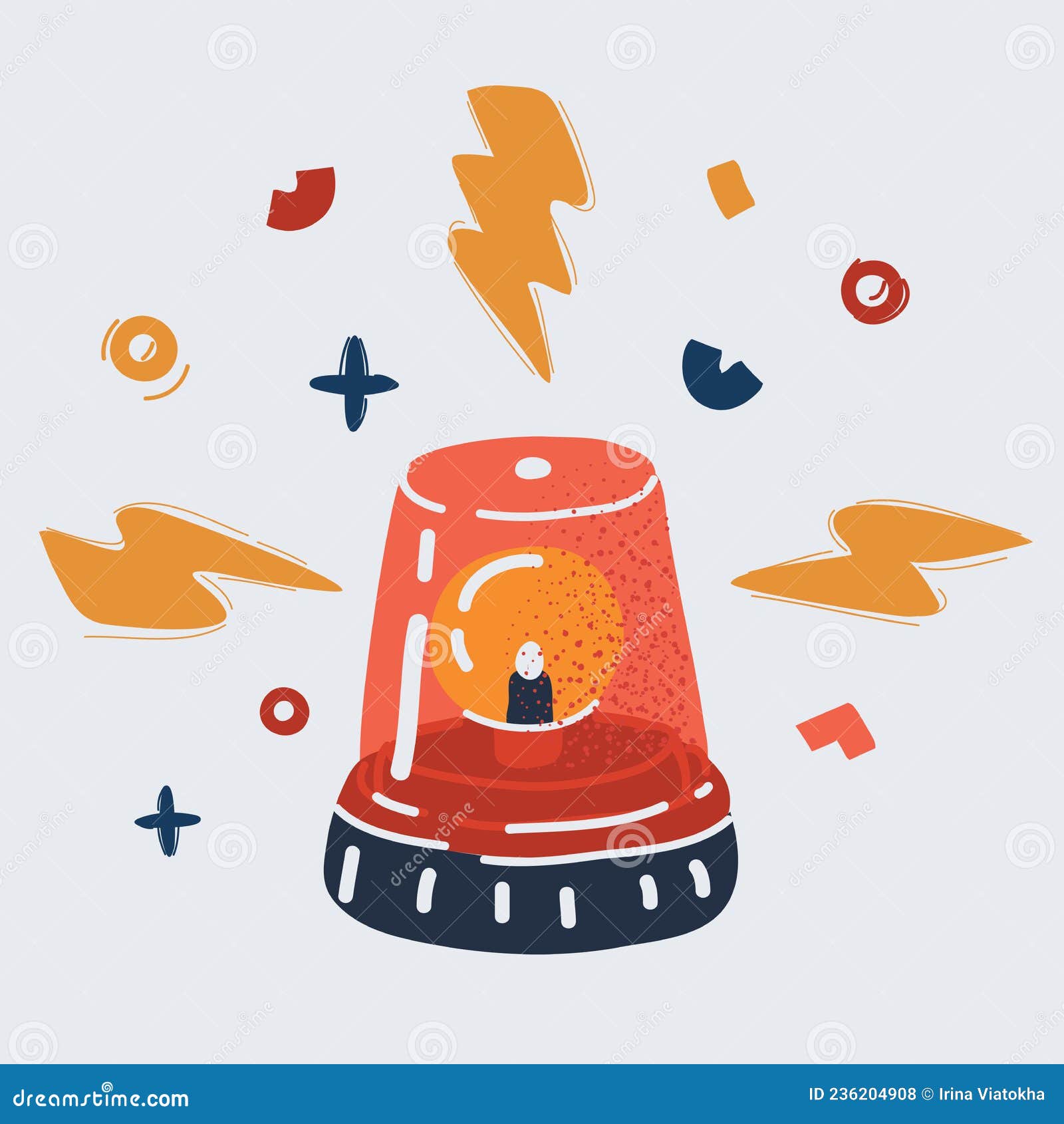 Vector Illustration of Red Flashing Emergency Light Stock Illustration ...