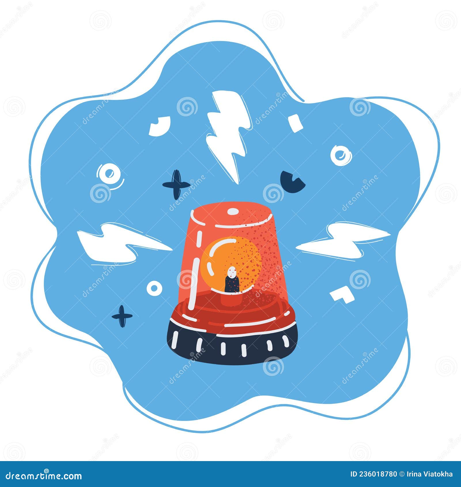 Vector Illustration of Red Flashing Light Stock Vector - Illustration ...