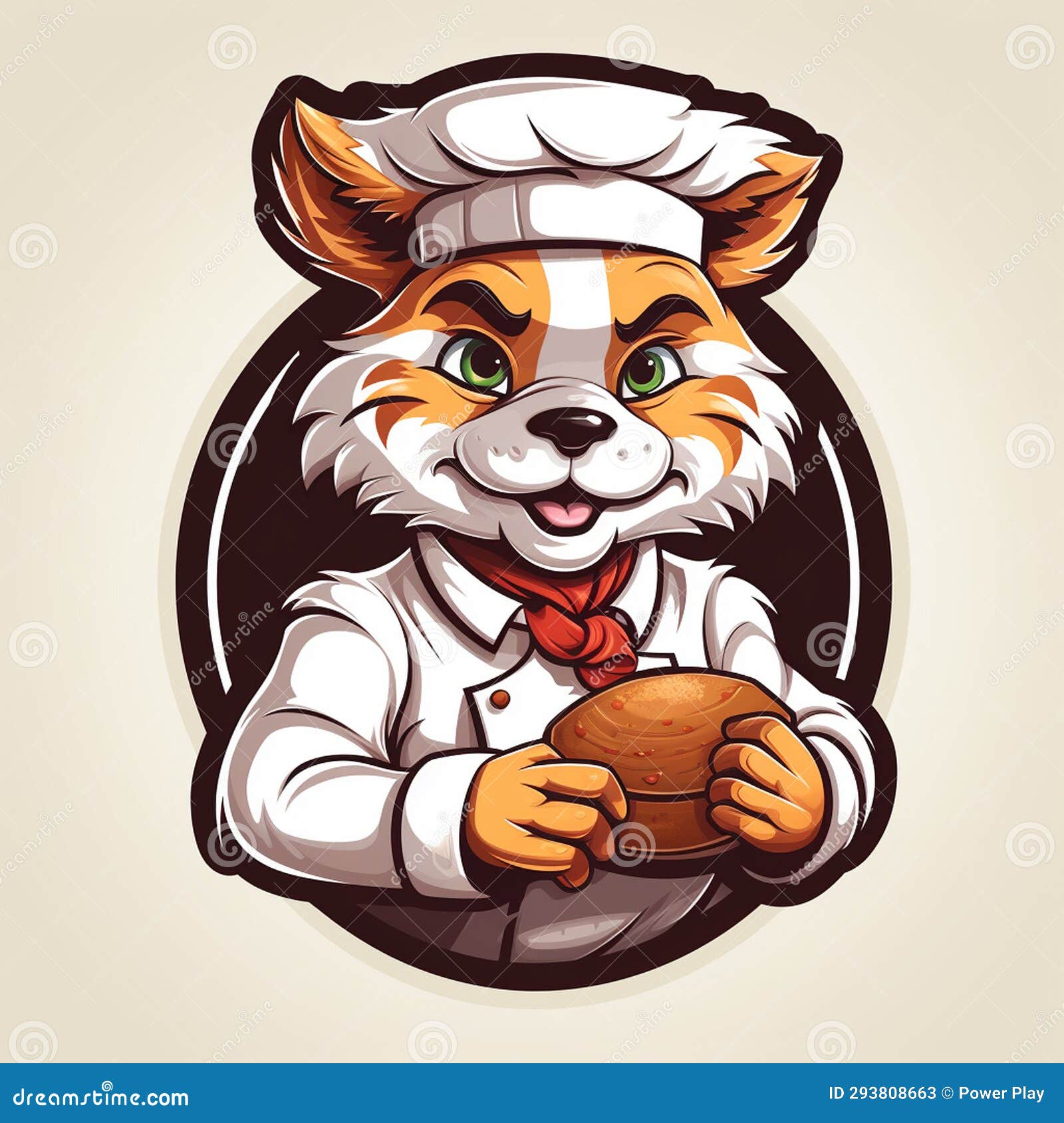 Vector Illustration of a Red Fox Chef in Chef Hat Holding a Loaf of ...