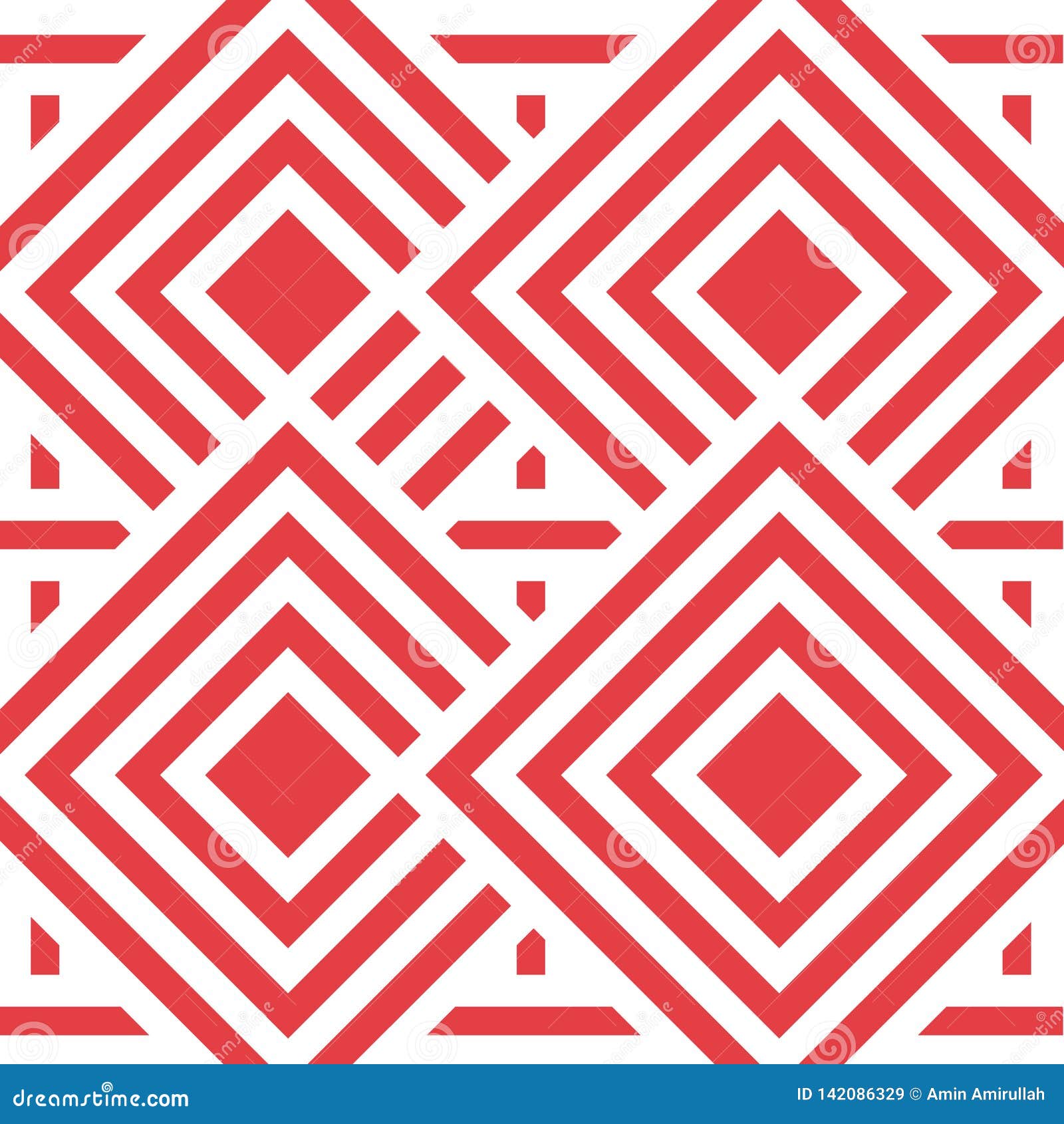 Vector Illustration Red Geometric Seamless Pattern Stock Vector ...