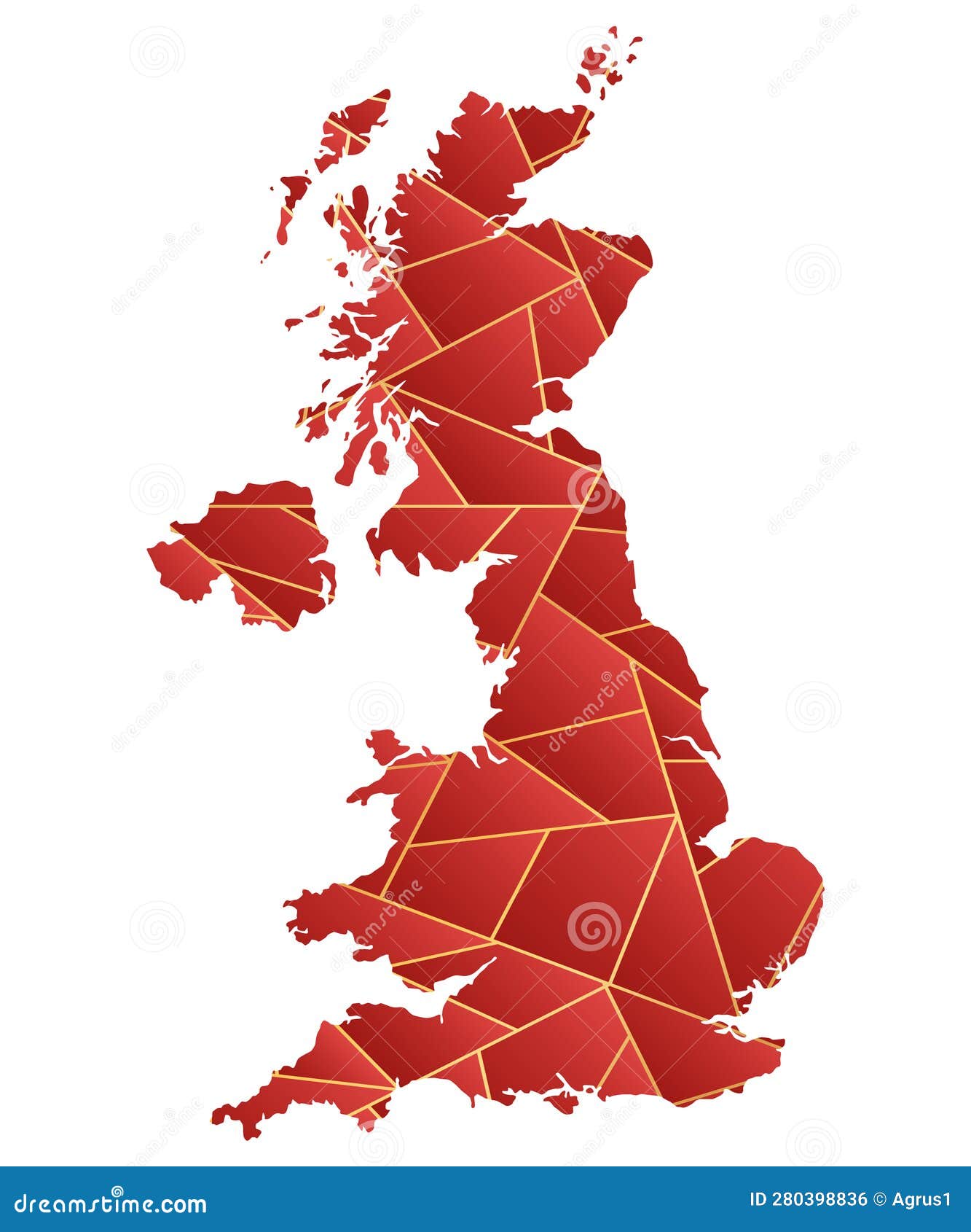 Vector Illustration of Red and Gold Colored UK Map Stock Vector ...