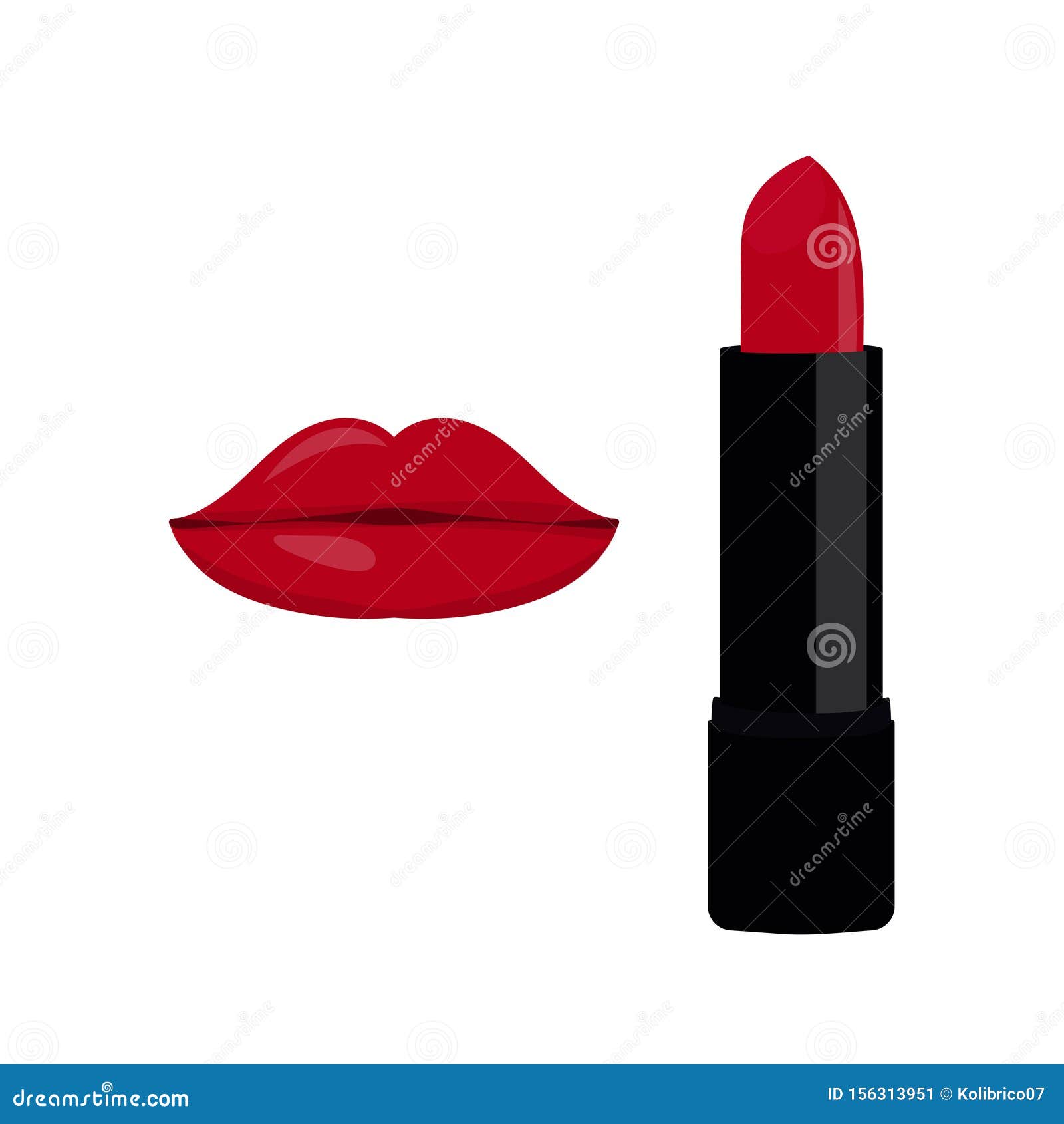 Red lipstick and lips stock vector. Illustration of fashion - 156313951