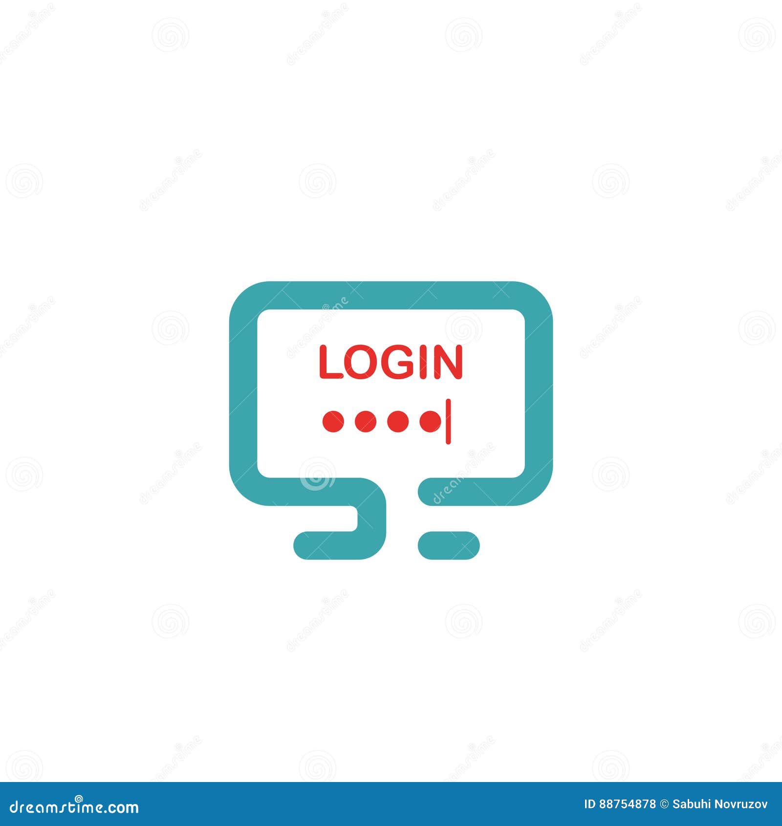 Vector Illustration of Red Login Typing Icon on Pc Laptop. Stock Vector ...