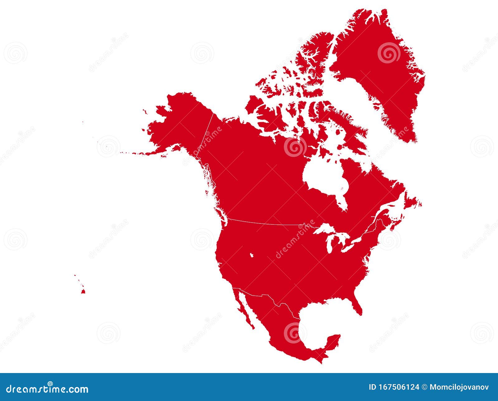 Red Map of North America stock vector. Illustration of america - 167506124