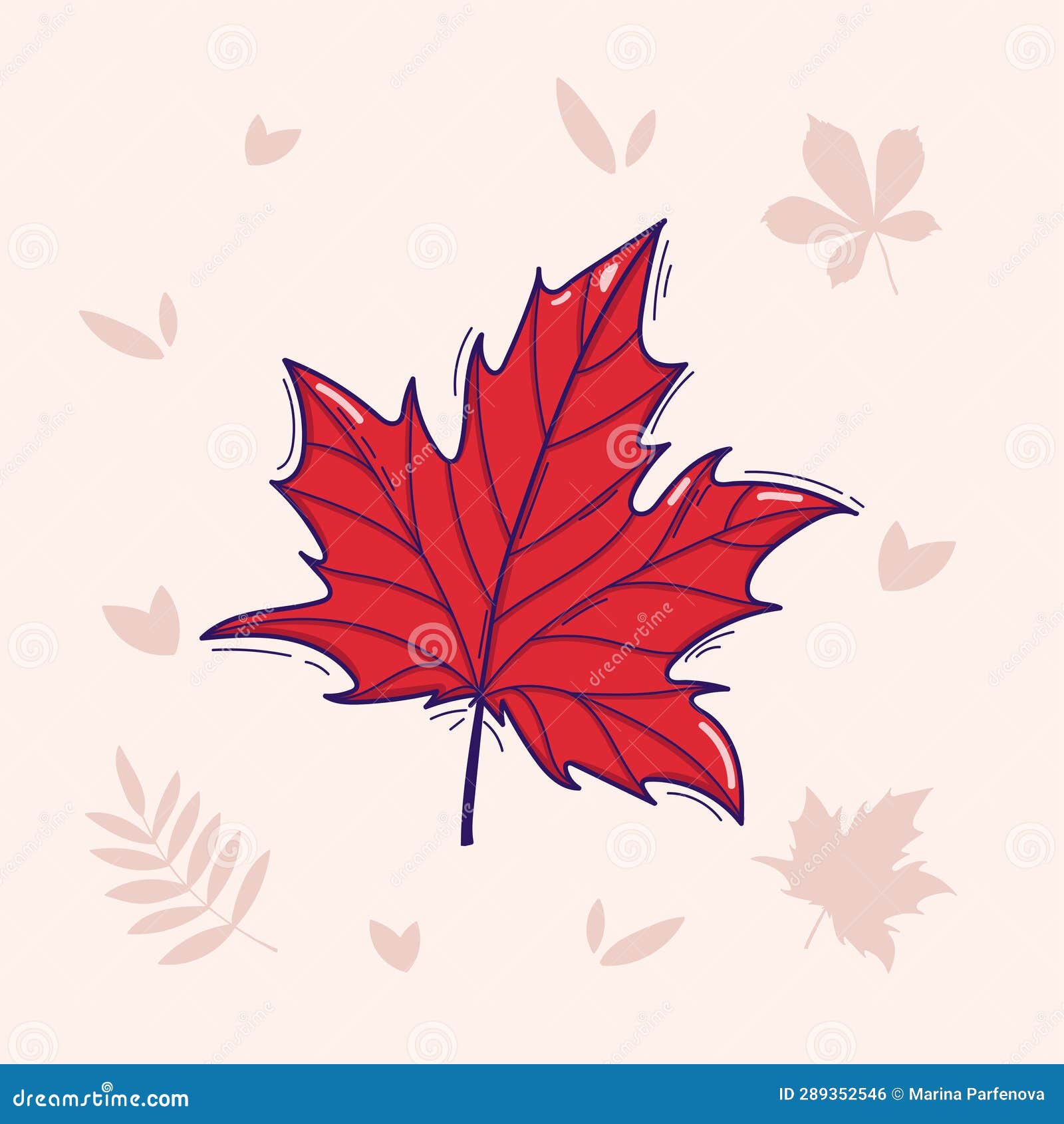 Vector Illustration of Red Maple Leaf in Doodle Style Isolated on a ...