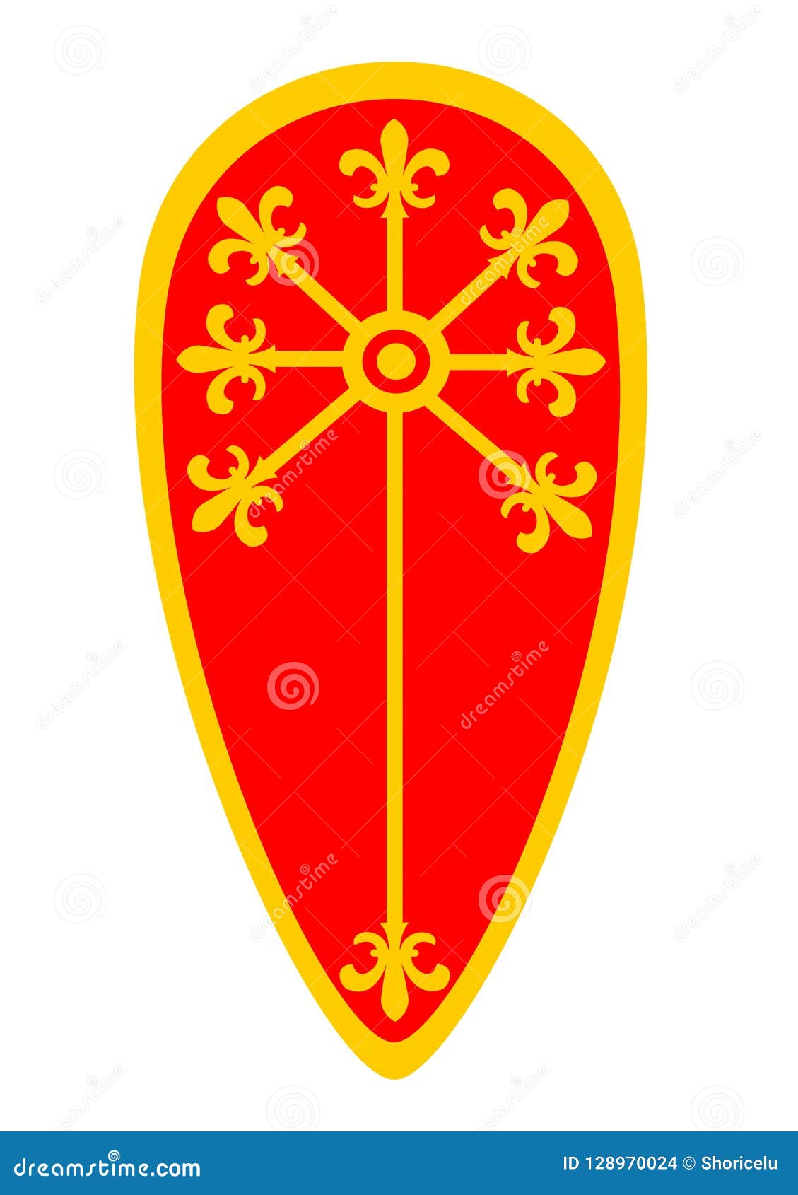 Vector Illustration of a Crusader S Red Medieval Kite Shield Stock ...
