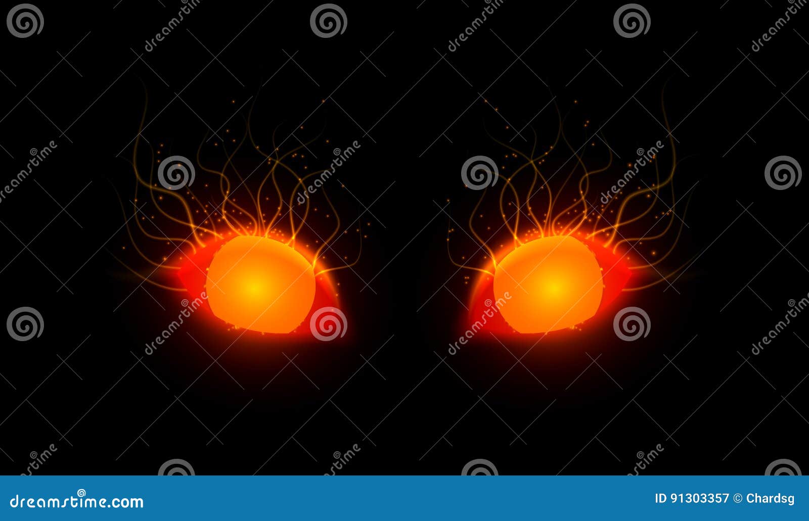 Vector Illustration of Red Monster Eyes, Glowing in Dark. Stock Vector ...