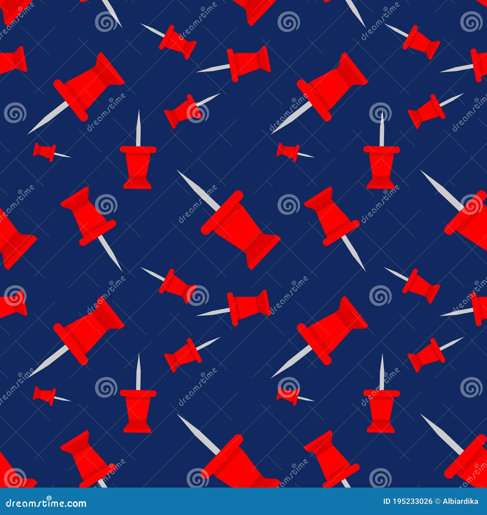 Red Pin Repeat Seamless Pattern Doodle Cartoon Style Wallpaper Stock ...