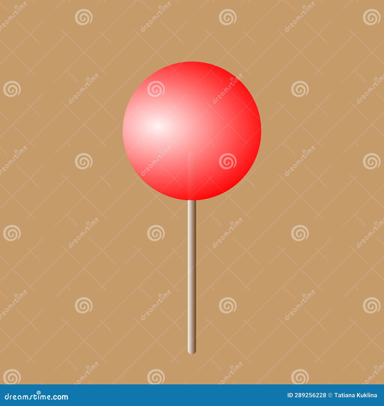 Vector Illustration of Red Round Candy on a Brown Stick Isolated on a ...
