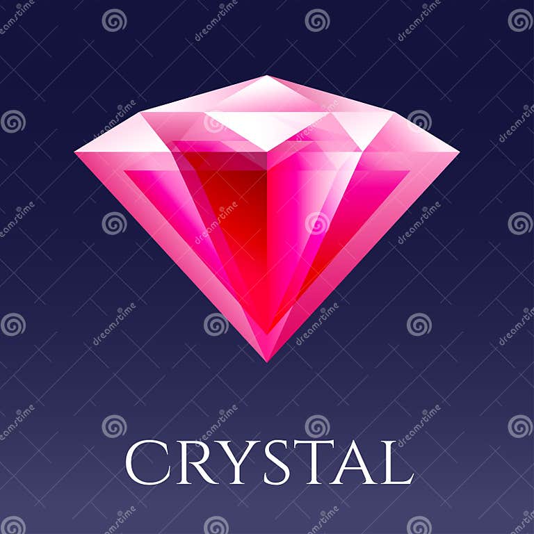 Vector Illustration of Red Shine Triangle Crystal Isolated. Ruby Symbol ...