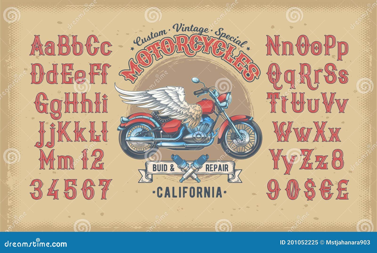 Vector Illustration of a Red Vintage Font, the Latin Alphabet with ...