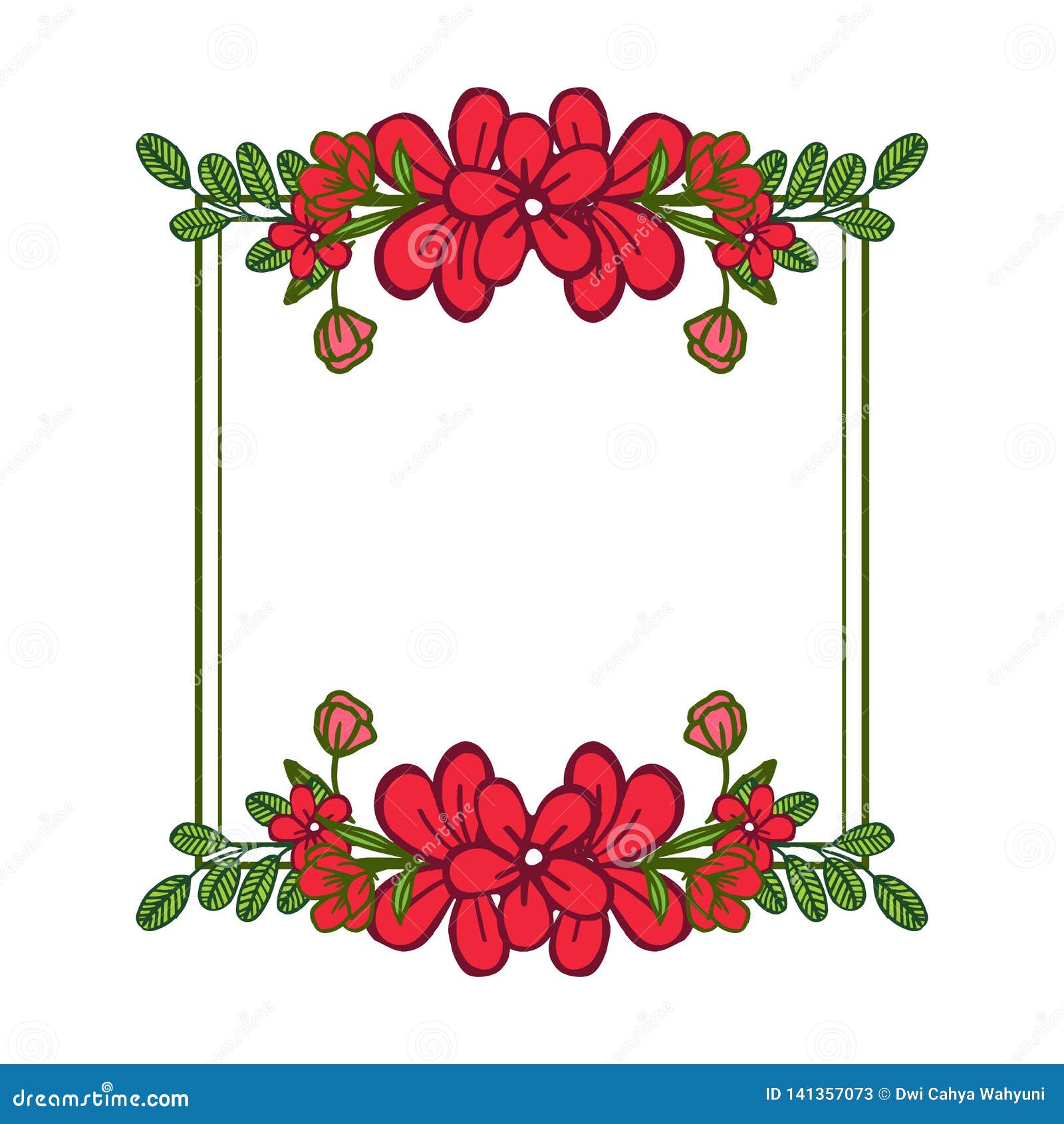 Vector Illustration Red Wreath Frame with Invitation Cards Stock Vector ...