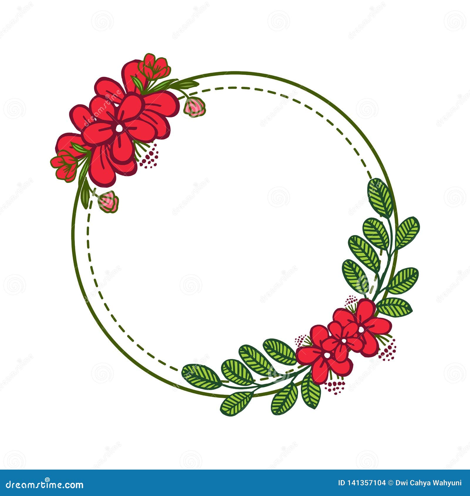 Vector Illustration Red Wreath Frame with Invitation Cards Stock Vector ...