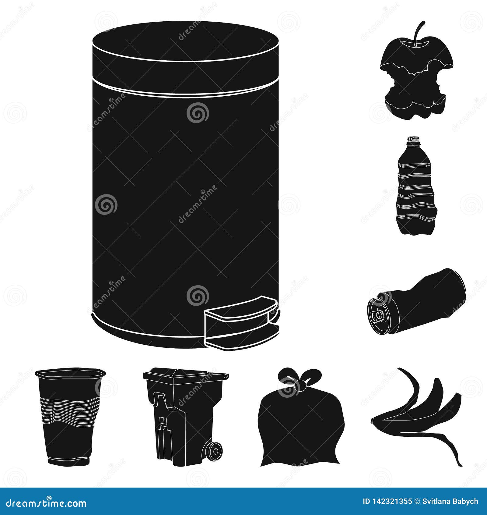 Vector Design of Refuse and Junk Symbol. Set of Refuse and Waste Stock ...